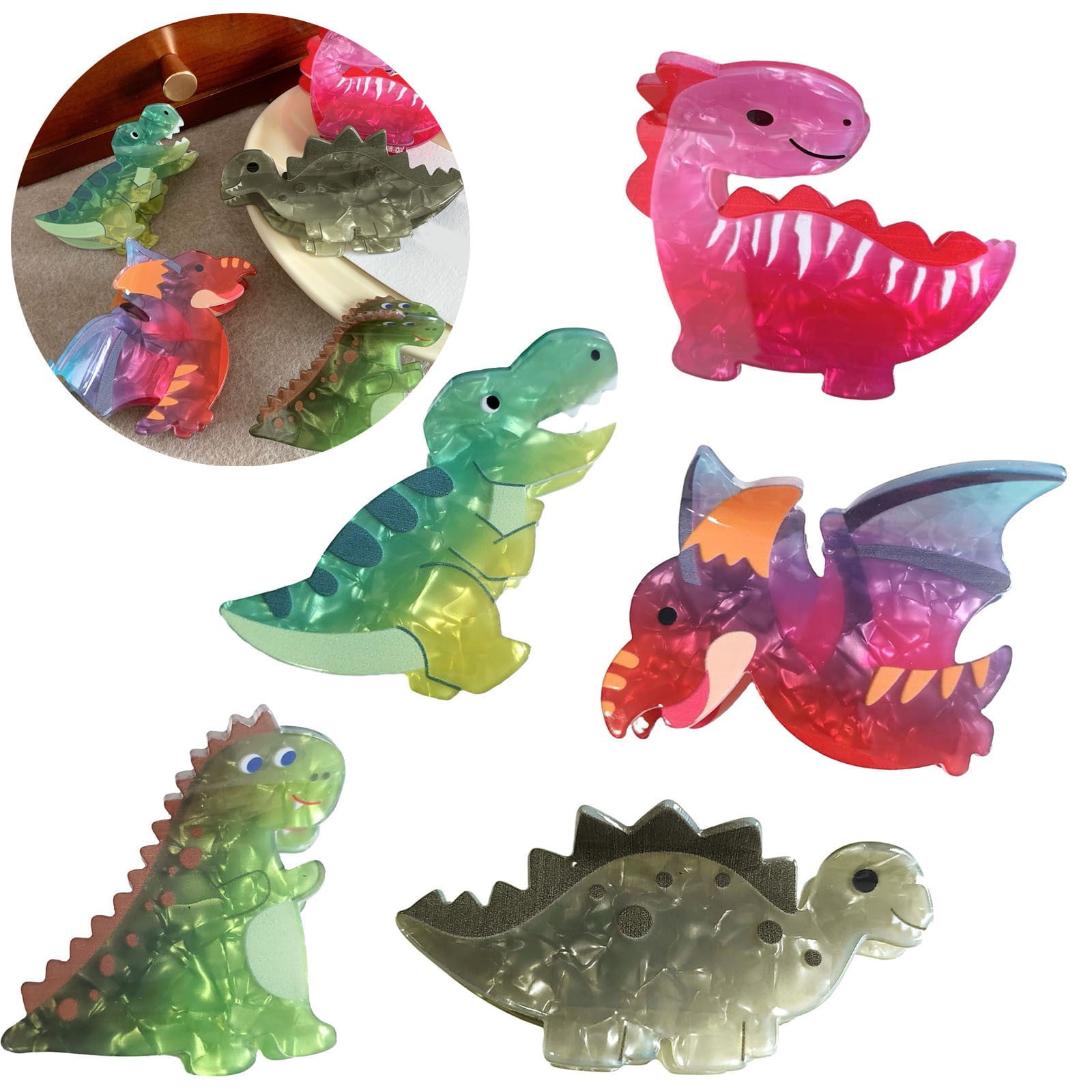 Hair Clip, Acrylic Dinosaur Hair Clip ，Animal Dinosaur Shape Hair Clips ...