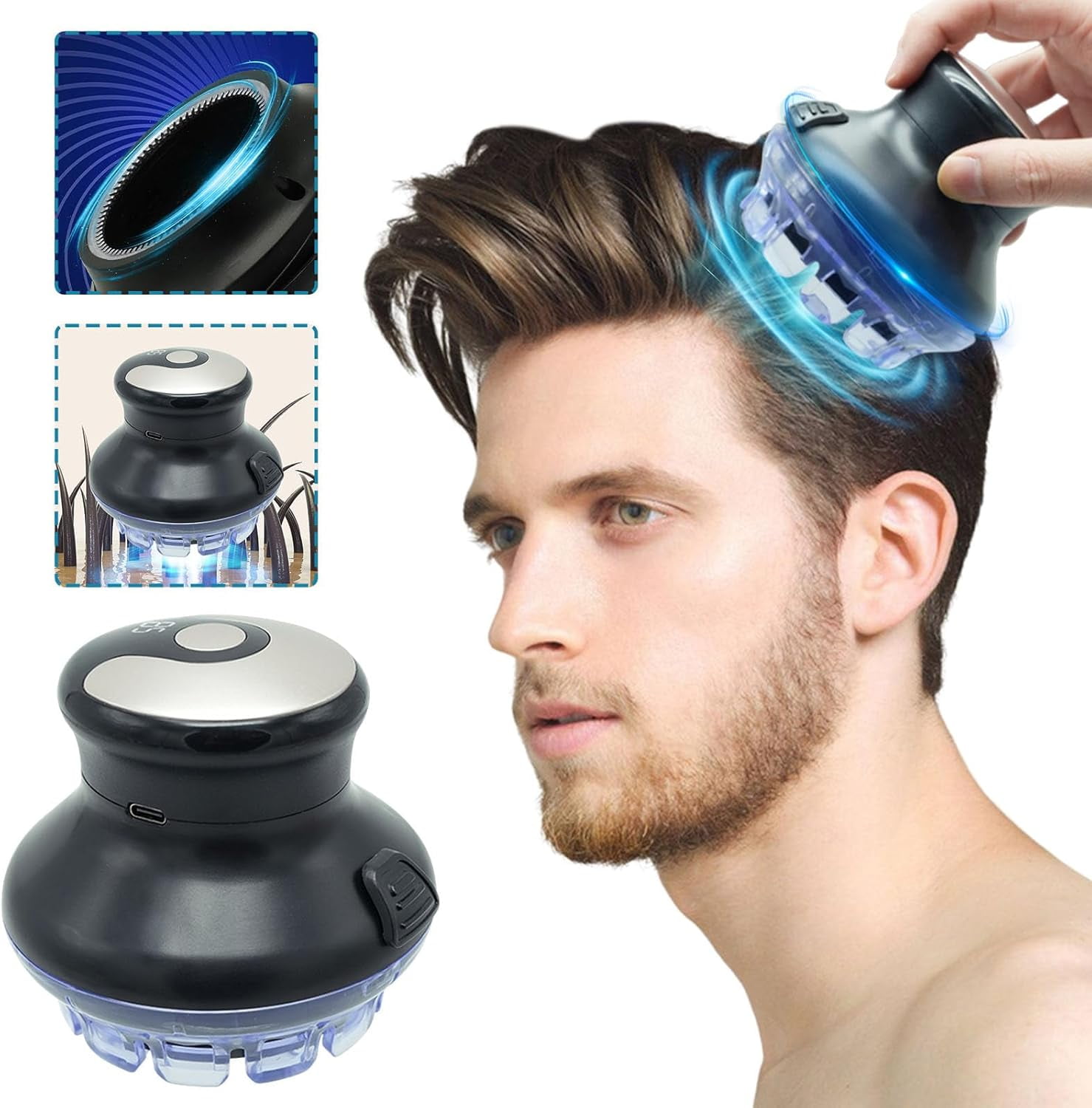 Hair Clipper for Men Circular, Men's Waterproof Electric Hair Shaver ...