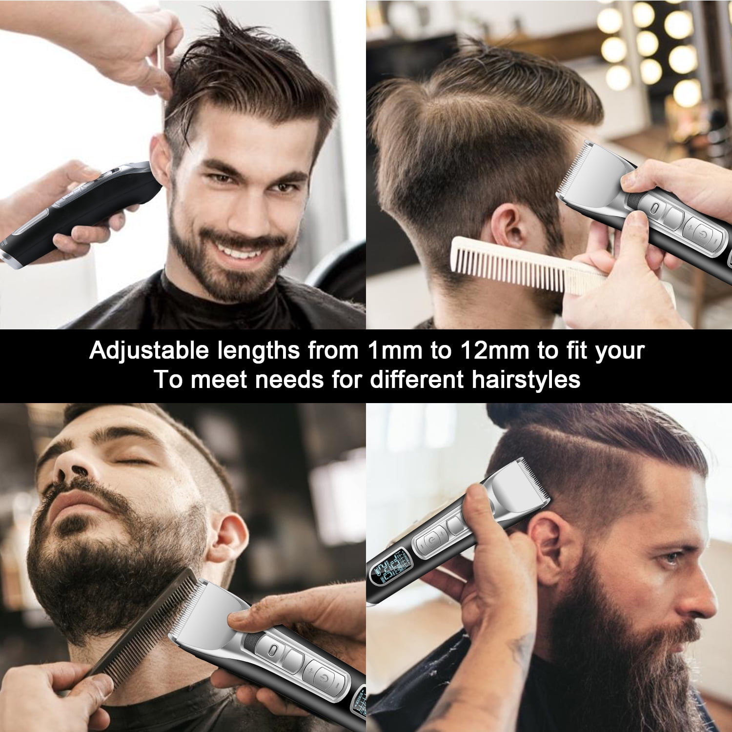 Hair Clipper for Men,4 in 1Cordless Electric Beard Trimmer, Body ...