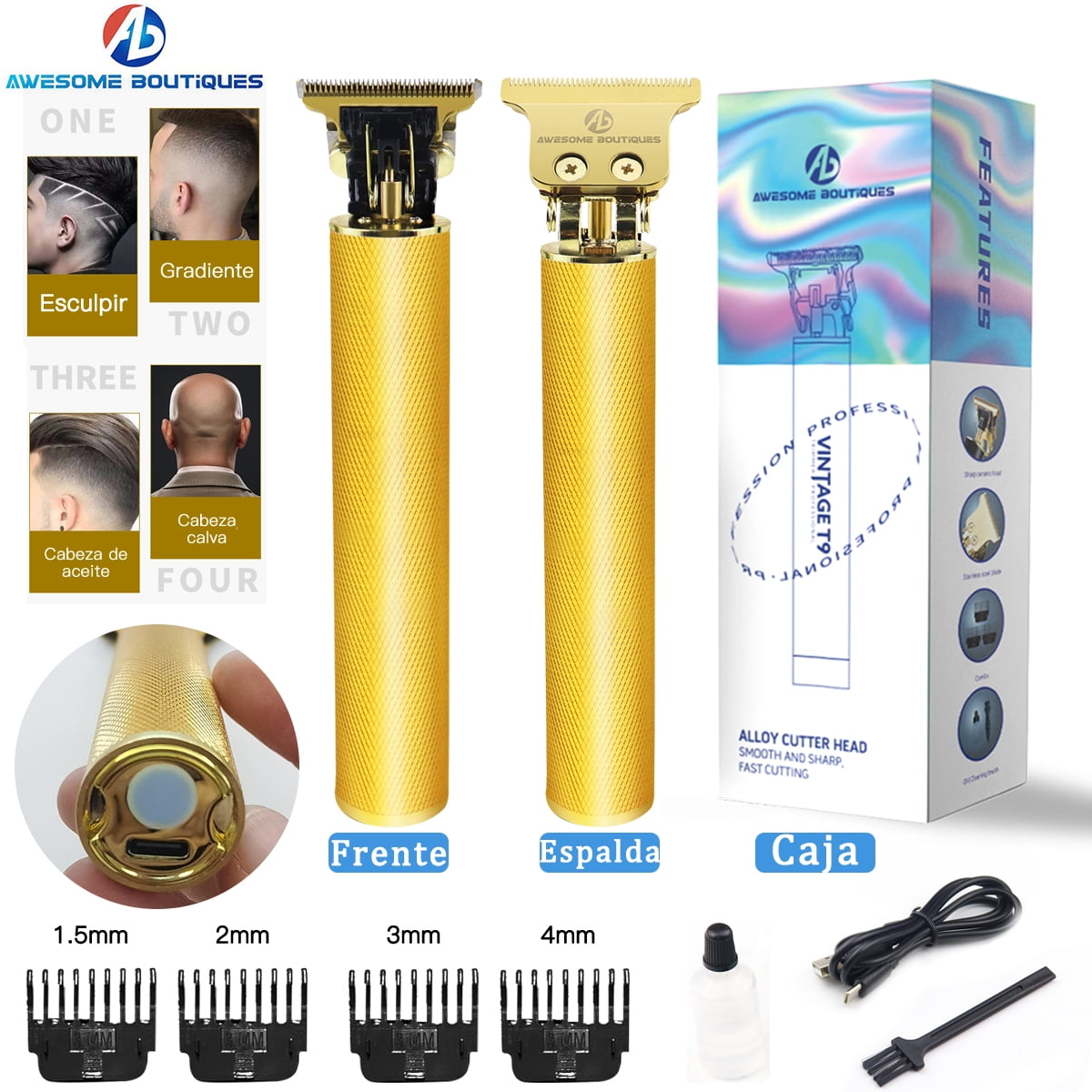 Wireless Hair Clippers & Beard Trimmer for Men, USB Rechargeable, T ...