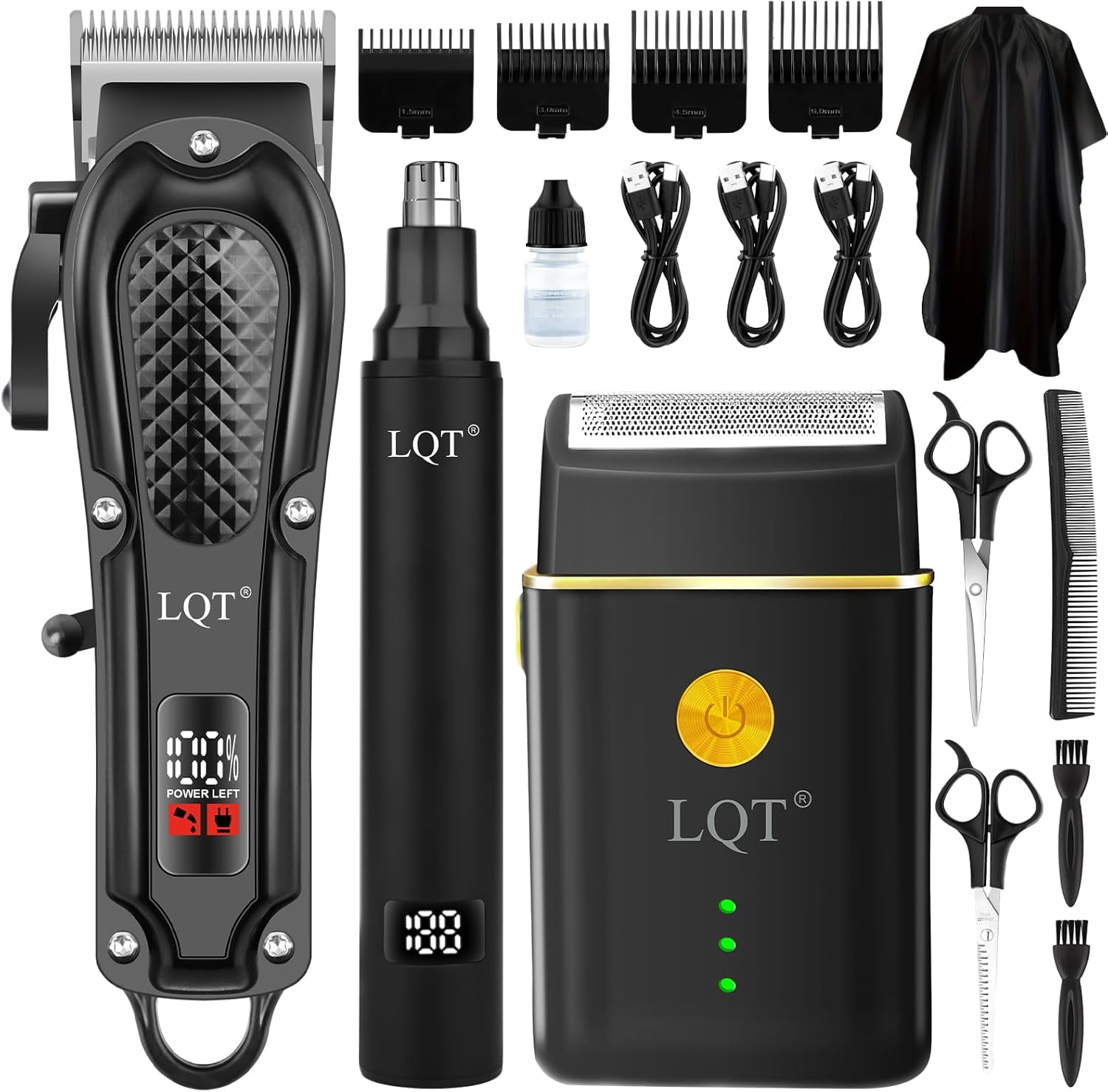 Hair Clippers for Men, 3-Piece Cordless Grooming Kit with Rechargeable ...