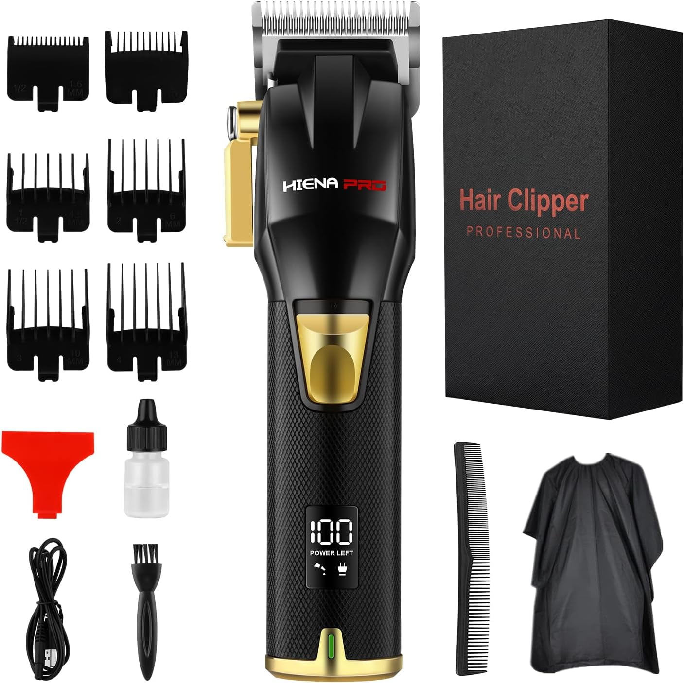 Hair Clippers for Men, Black Gold Rechargeable Men Professional Haircut ...