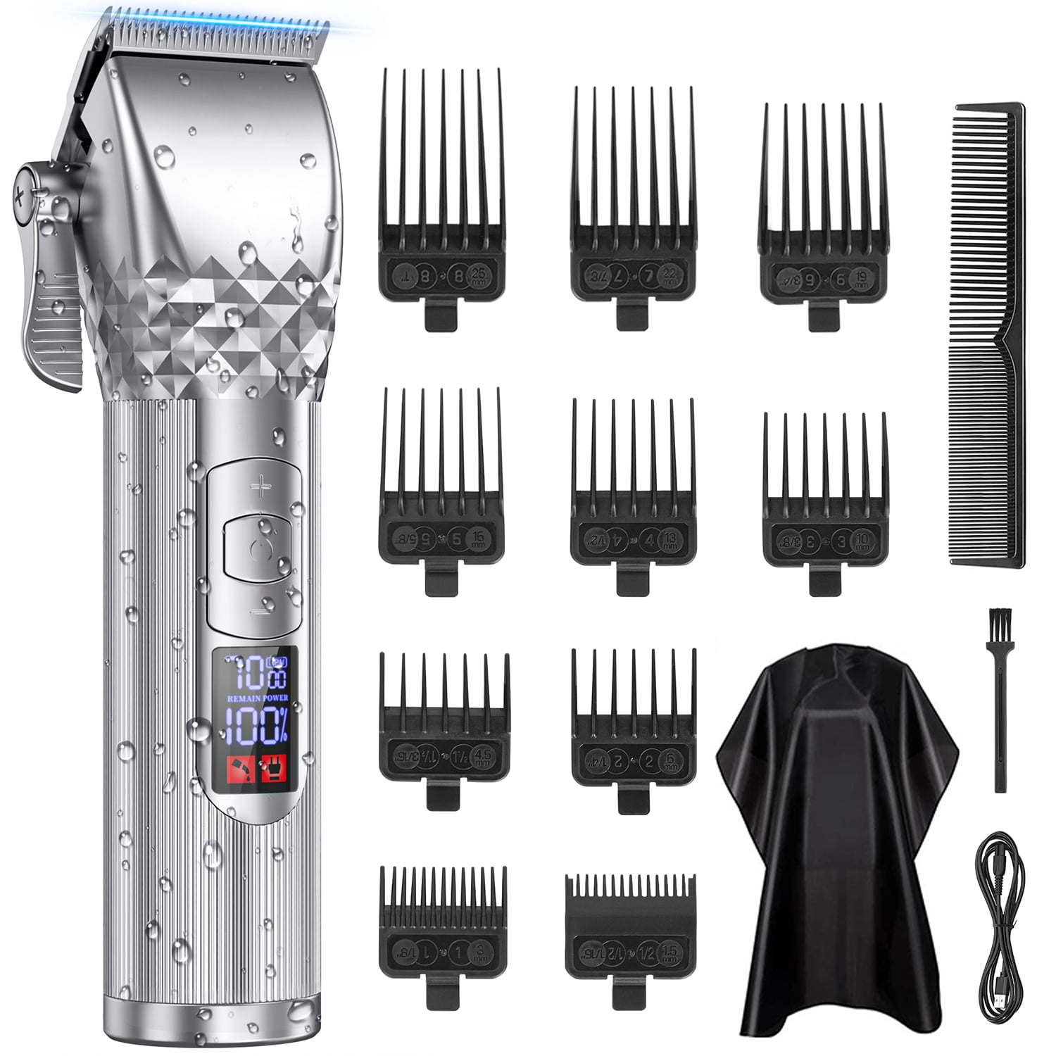Men's Hair Clippers & Beard Trimmer Set, Cordless, Rechargeable, LED ...