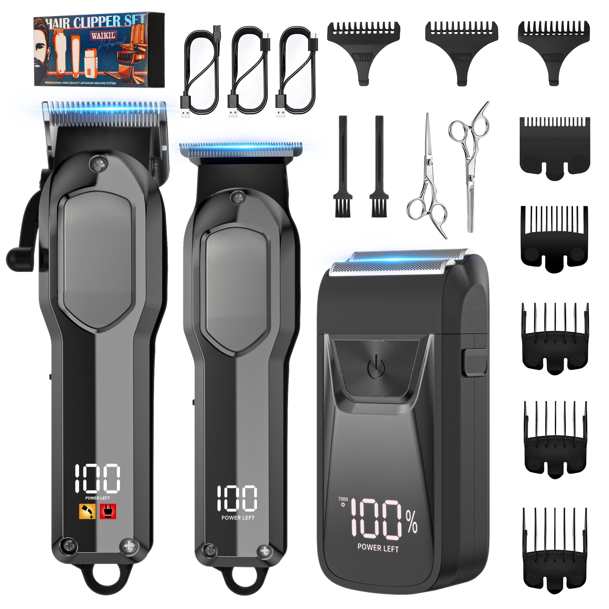 Professional Hair Clipper Set for Men, 7000Rpm Beard Trimmer, IPX6 ...