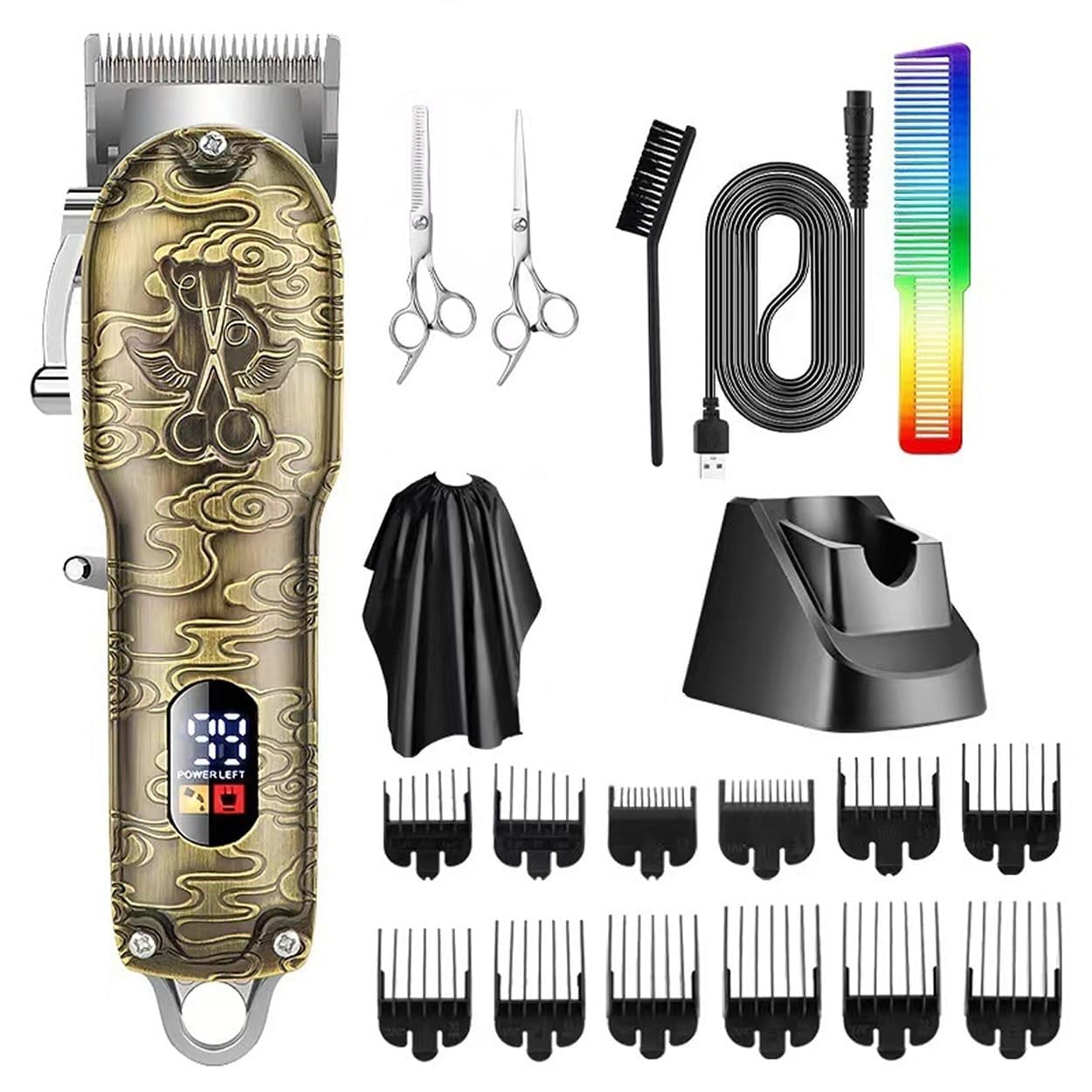 Hair Clippers USB Rechargable Hair Trimmers LCD All Metal Body Hair ...
