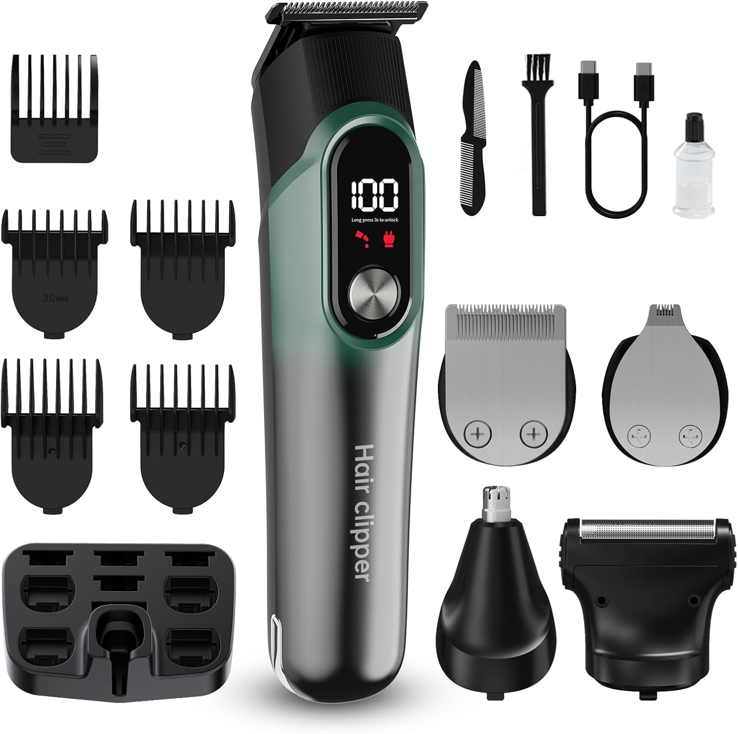 Hair Clippers for Men Professional 5 in 1 Cord/Cordless Beard Nose Ear ...