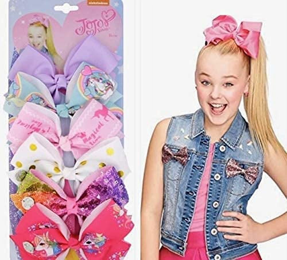 Jojo Siwa 6-Piece Rainbow Printed Knot Ribbon Hair Clips Set for Girls ...