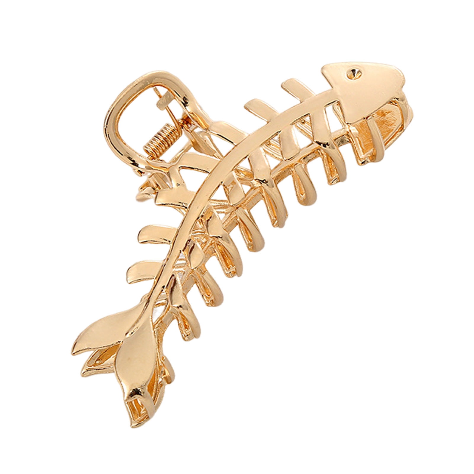 Hair Clips Fish Bone Shape Hair Clip Large Metal Hair Jaw Clamps Gold ...