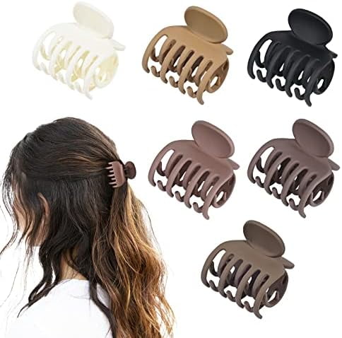 Hair Clips Small Claw Clips for Thin Hair 6 Pack Double Row 1.6" Medium ...