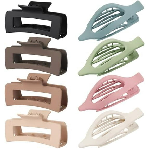 Hair Clips for Women 4.3 Inch Large Hair Claw Clips 8 count Square Claw ...