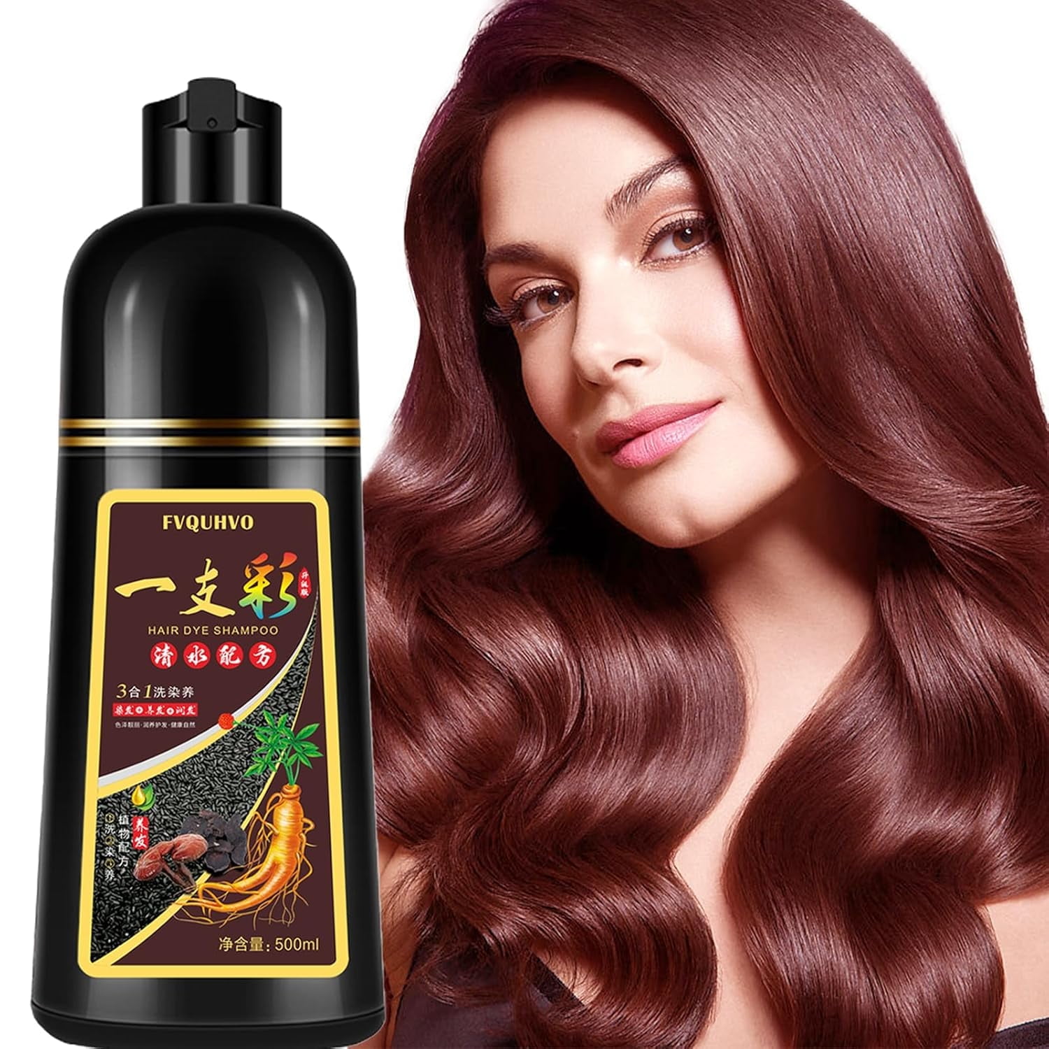 Hair Color Shampoo,Red Wine Hair Dye Shampoo 3 in 1 for Women Men,Long ...