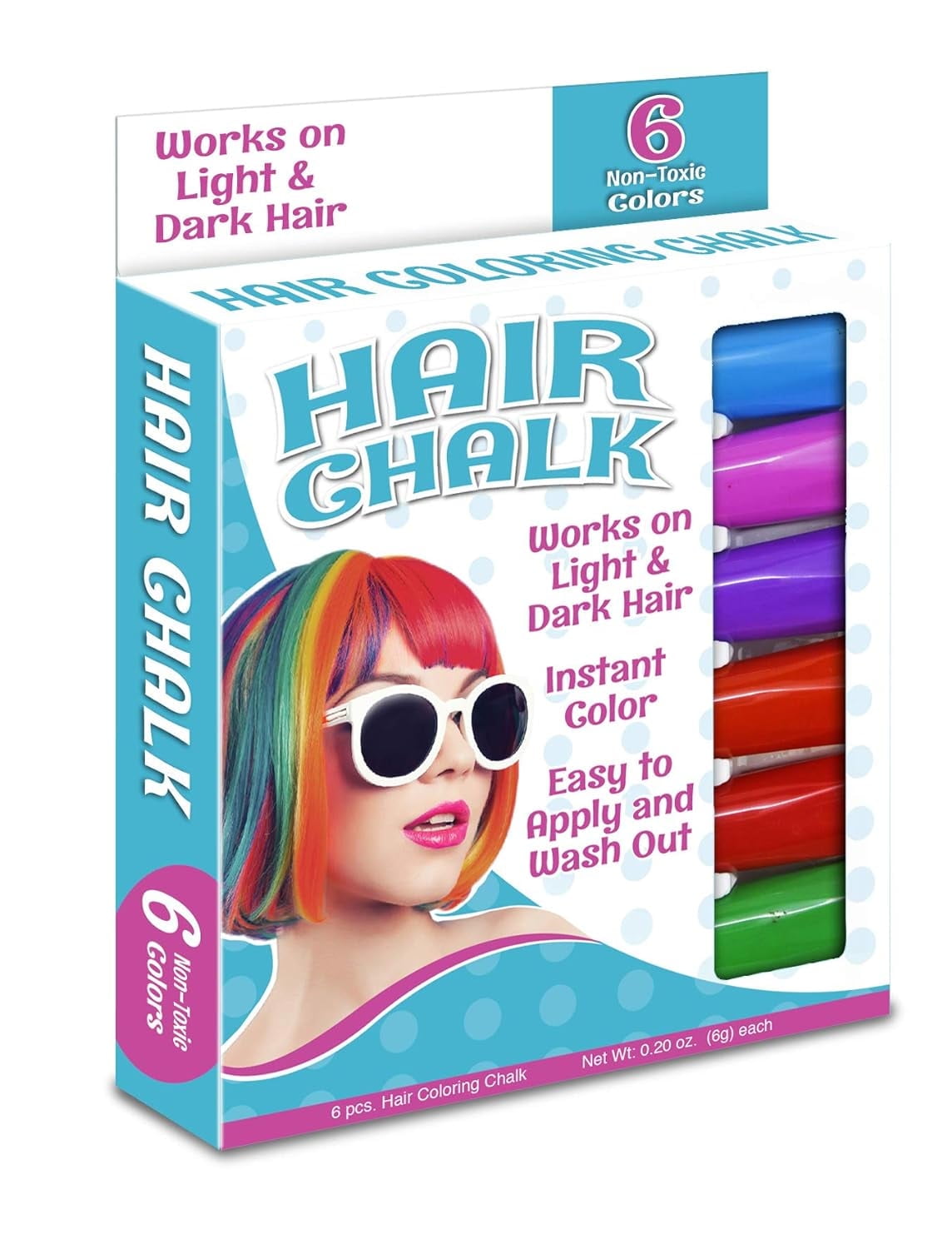 The Pencil Grip Hair Coloring Chalk, 6 Colors - Walmart.com