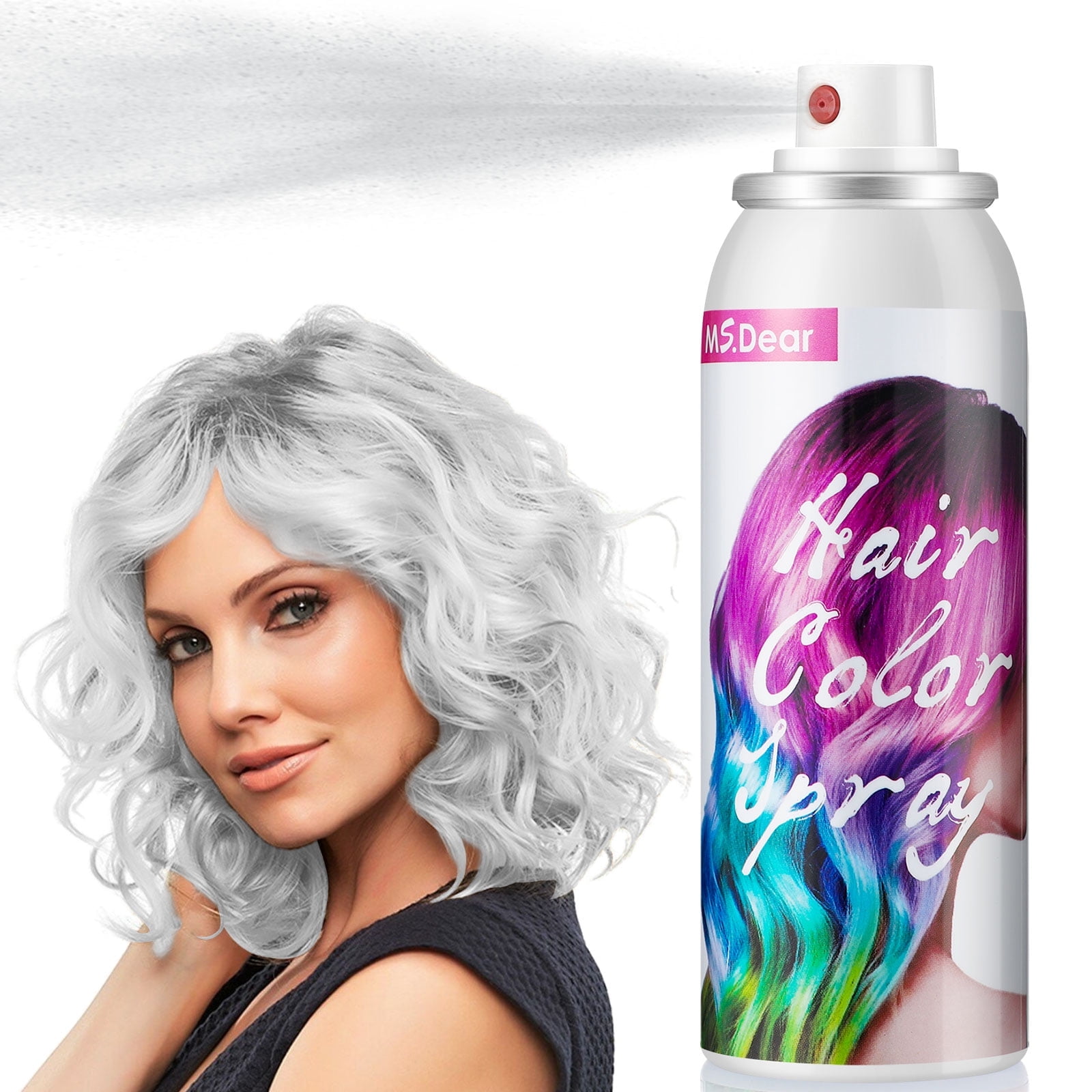 MS.DEAR White Temporary Hair Color Spray, 100ml, Quick Drying, Vibrant ...