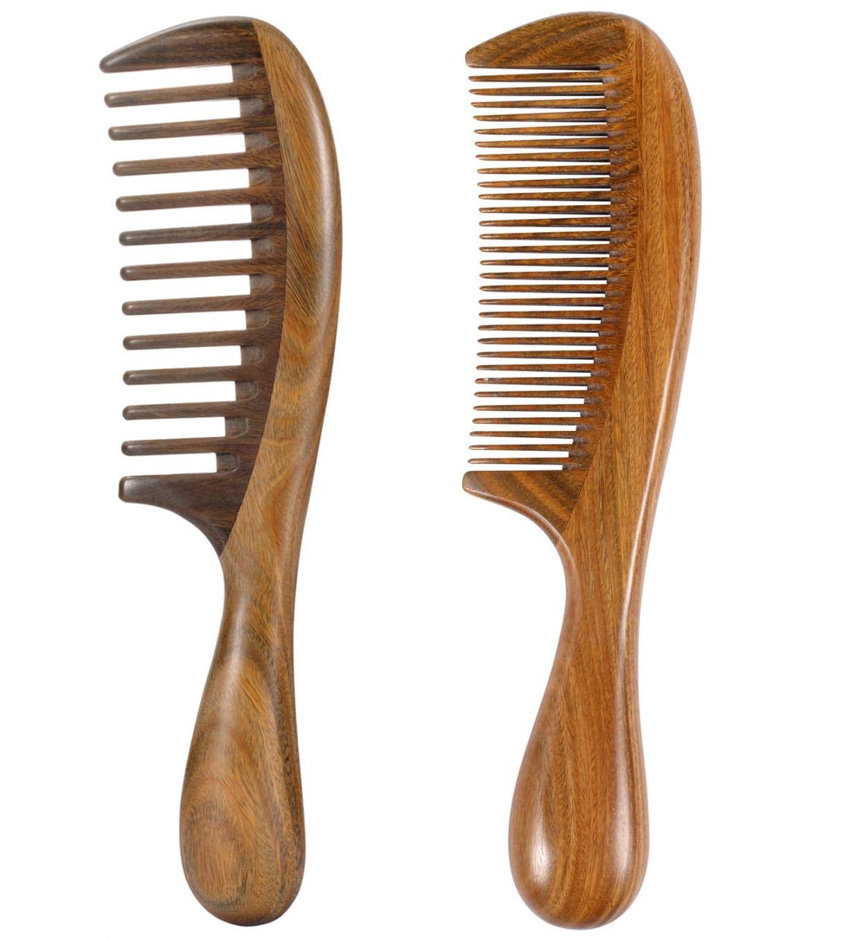 Hair Comb Wooden Wide Tooth Combs for Curly Hair Detangling Sandalwood ...