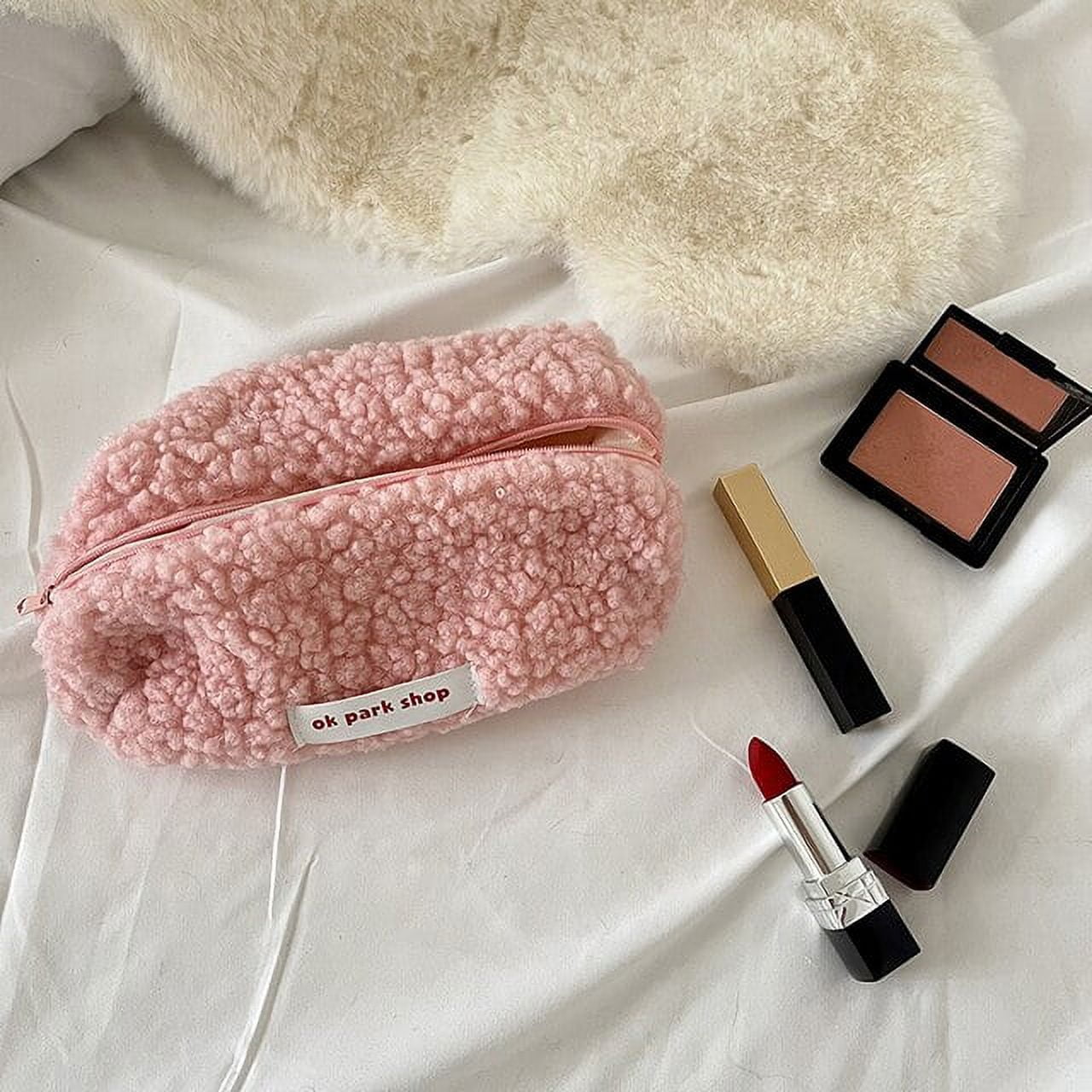 Hair Cosmetic Bag Cute Plush Makeup Organizer Pouch Kawaii Pencil Case ...
