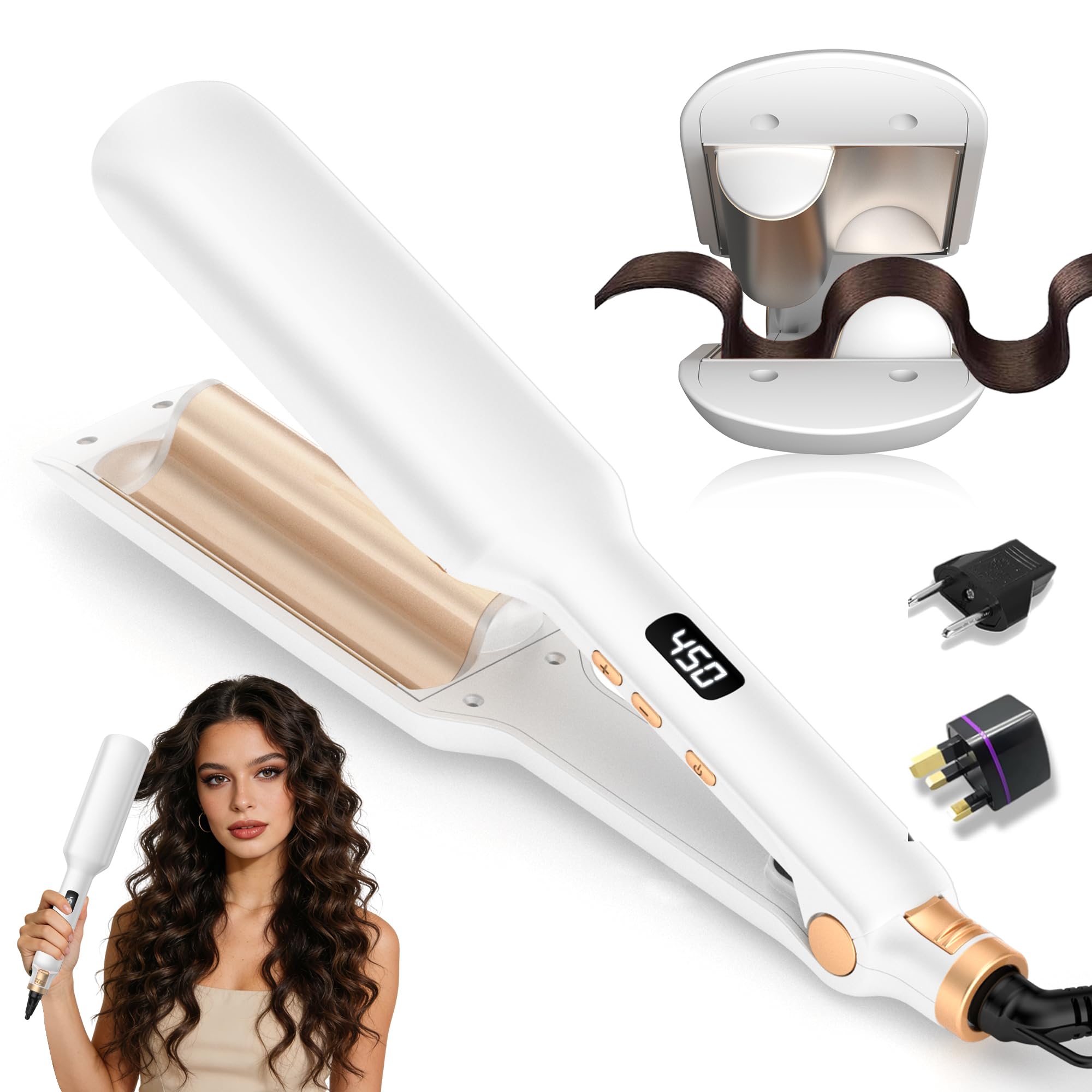 Hair Crimper Waver Curling Iron, 1/2 Inch Beach Waves Curling Wands ...