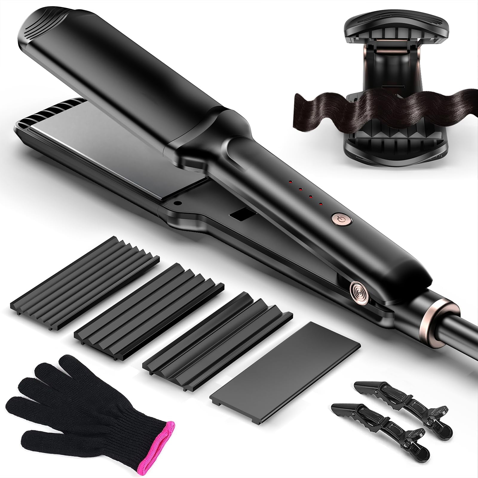 Hair Crimper Waver, Professional Hair Straightener Beach Waves Curling ...