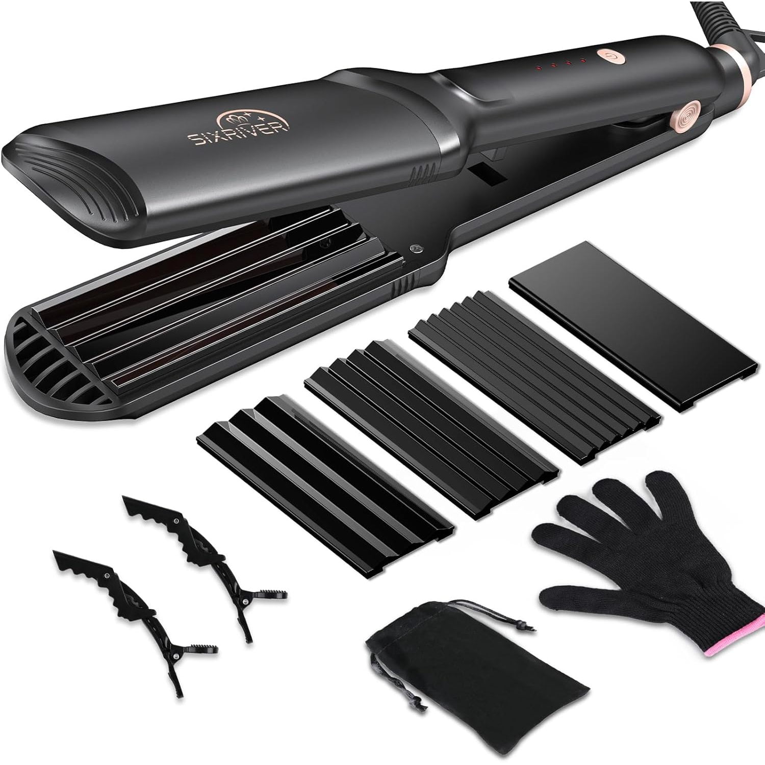 Hair Crimper for Women - Ceramic Waver Hair Tool with 4-in-1 Flat ...