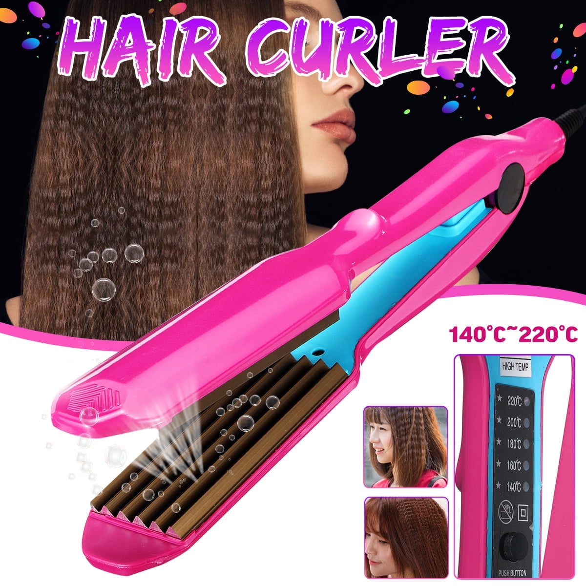Hair Crimper for Women, Fast Heating Hair Wand Curler in All Hair Type ...