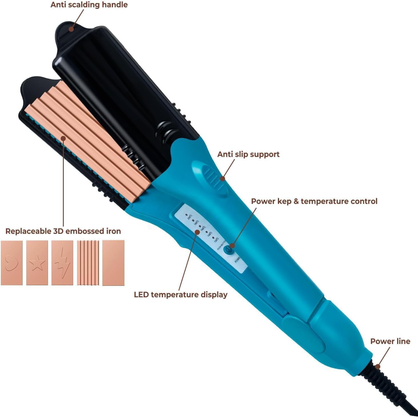 Hair Crimping Irons Pro Hair Crimper Small Wave Curling Iron Ceramic ...