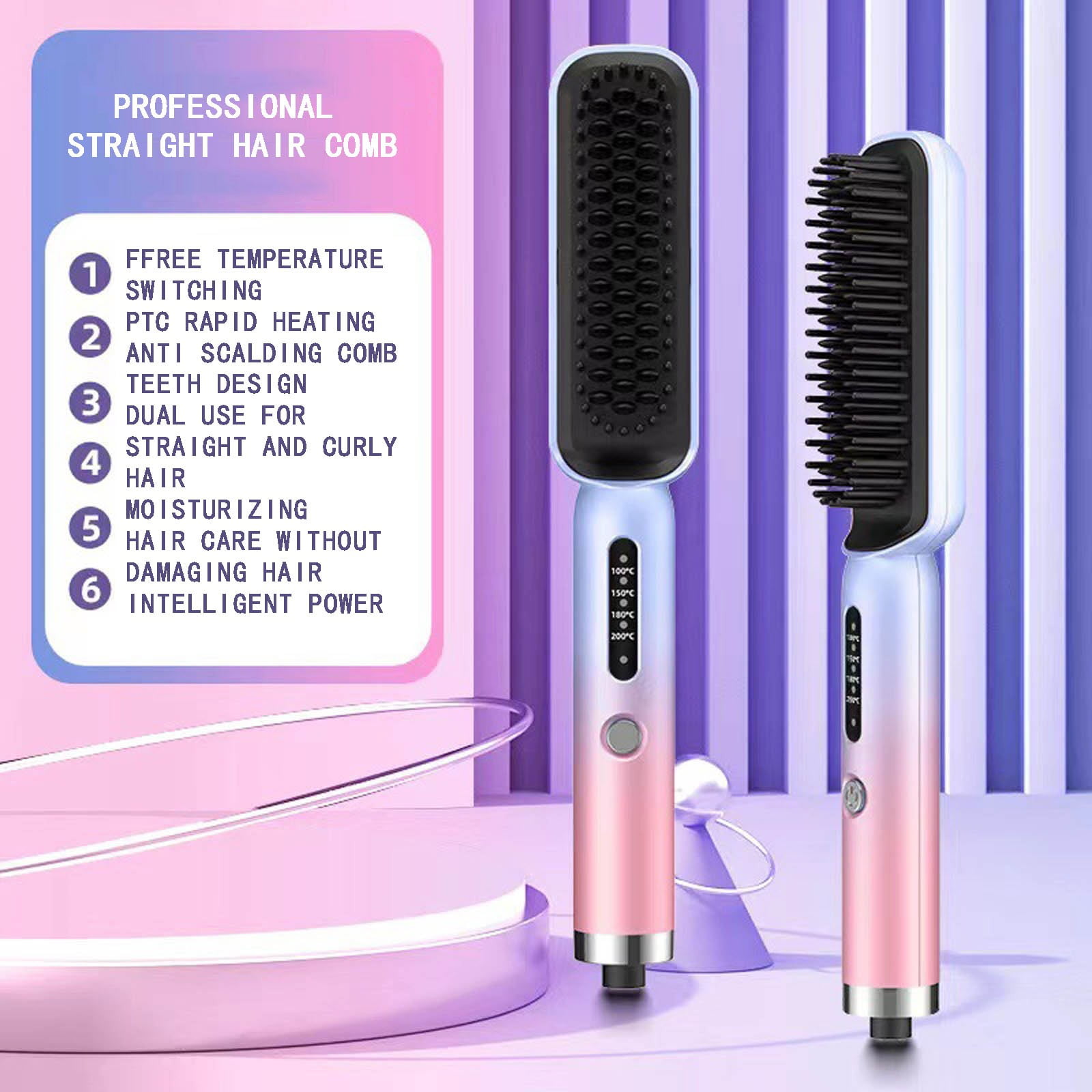 Hair Cruler Effortless Curls Curling＆Straight Wand Adjustable Safe ...