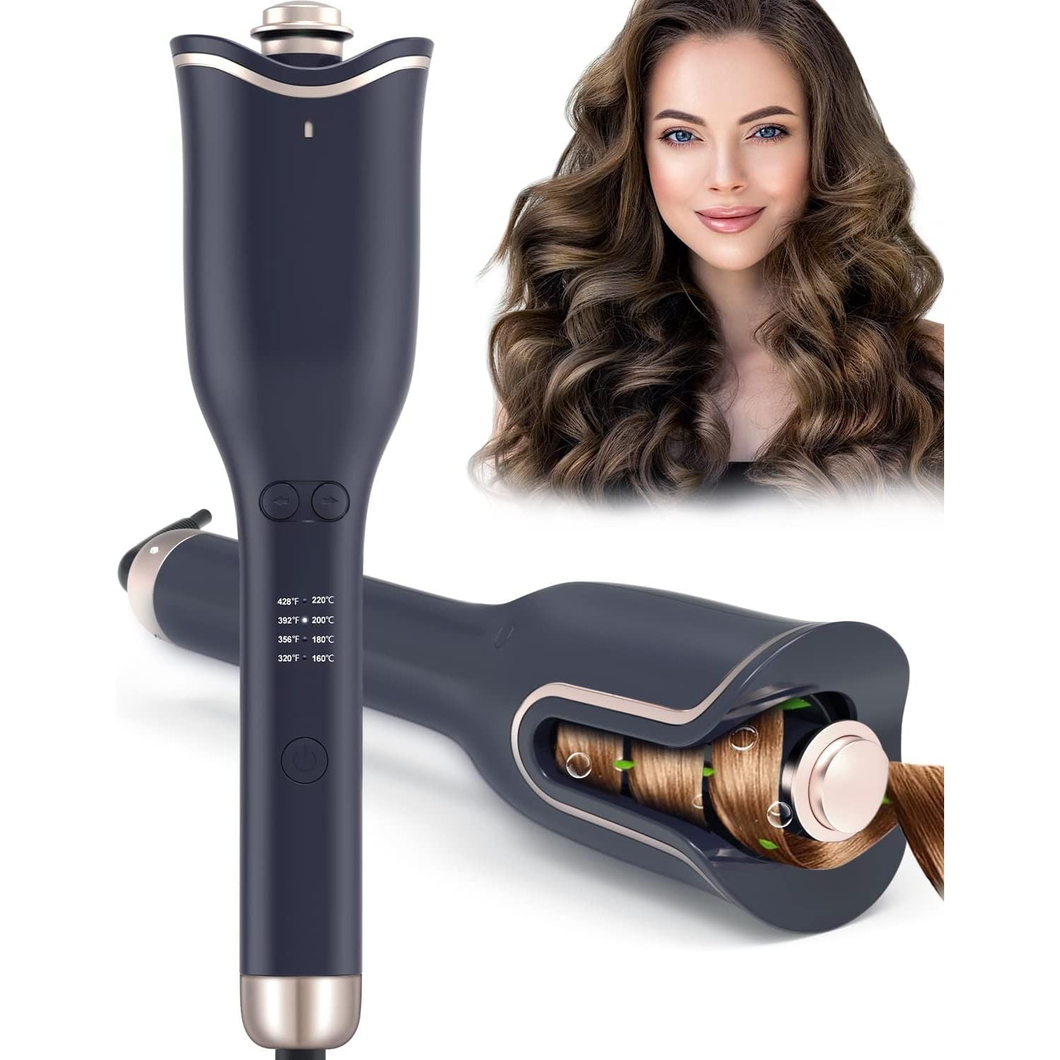 Hair Curling Iron Automatic Curler: 1" Large Rotating Barrel with 4 ...