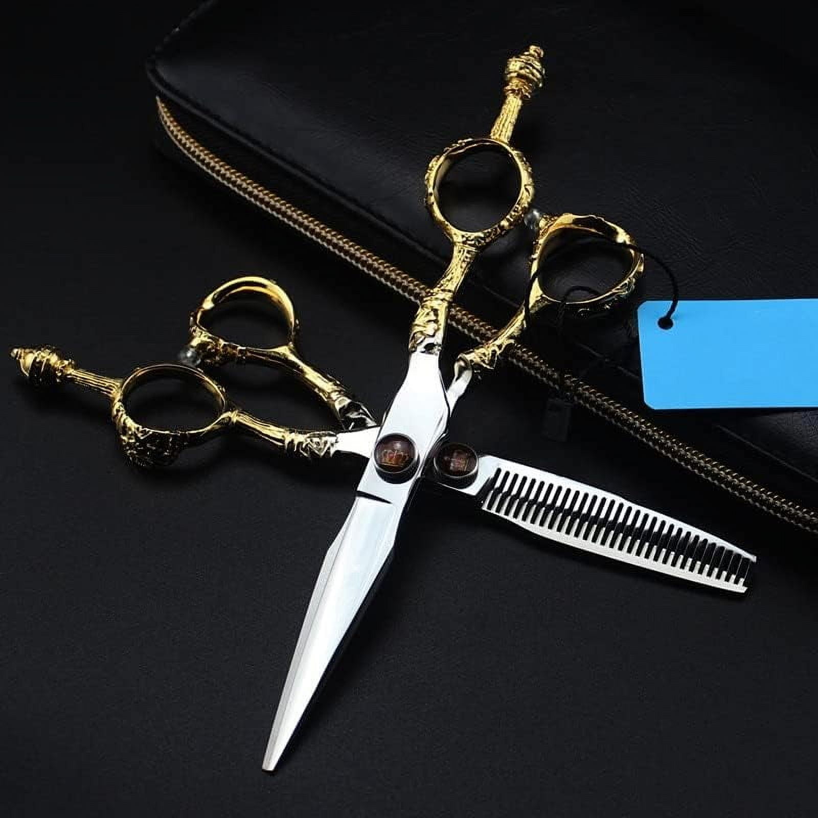 Hair Cutting Scissors,6 Inch Professional Japan 440C 9Cr Gold Crown Hair Scissors Cutting Barber ...