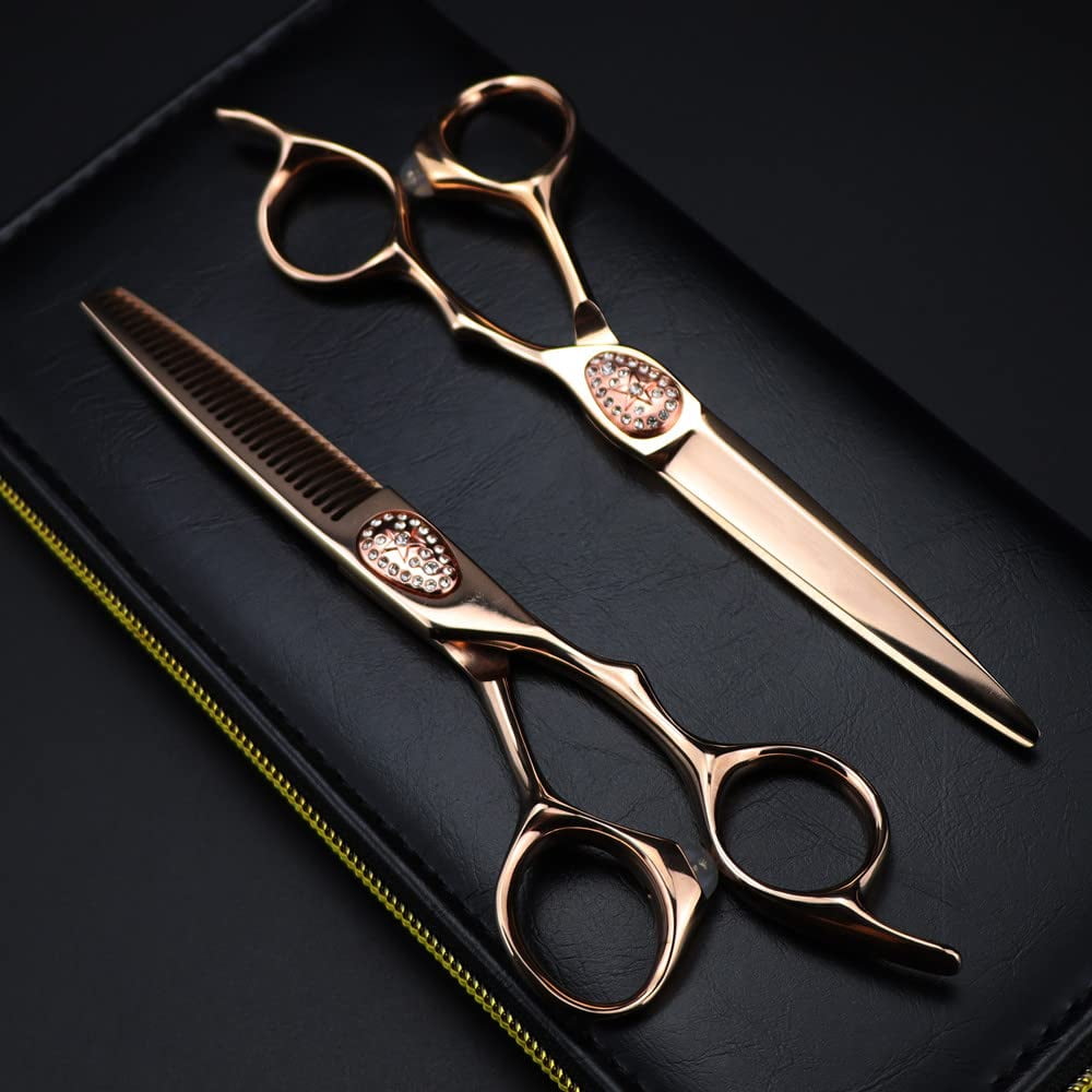 Hair Cutting Scissors, 6inch Professional Japan 440c Steel Upscale Rose Gold Hair Scissors ...