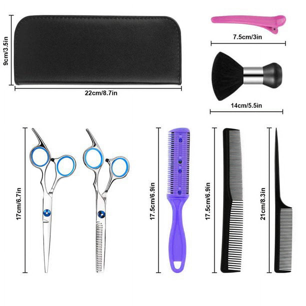 Hair Cutting Scissors Kits, 11Pcs Haircut Scissors Kit with Comb, Clips ...