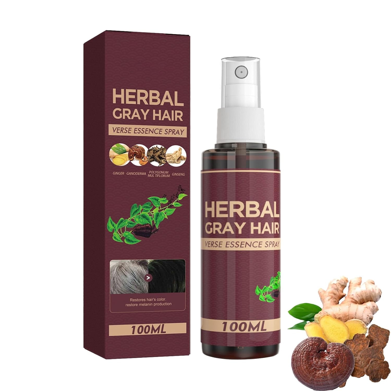 Hair Darkening Conditioner, 100 ml Herbal Hair Coloring Essence Spray ...