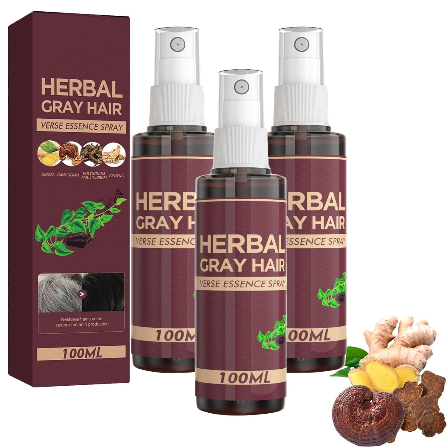 Hair Darkening Conditioner, 100 ml Herbal Hair Coloring Essence Spray ...