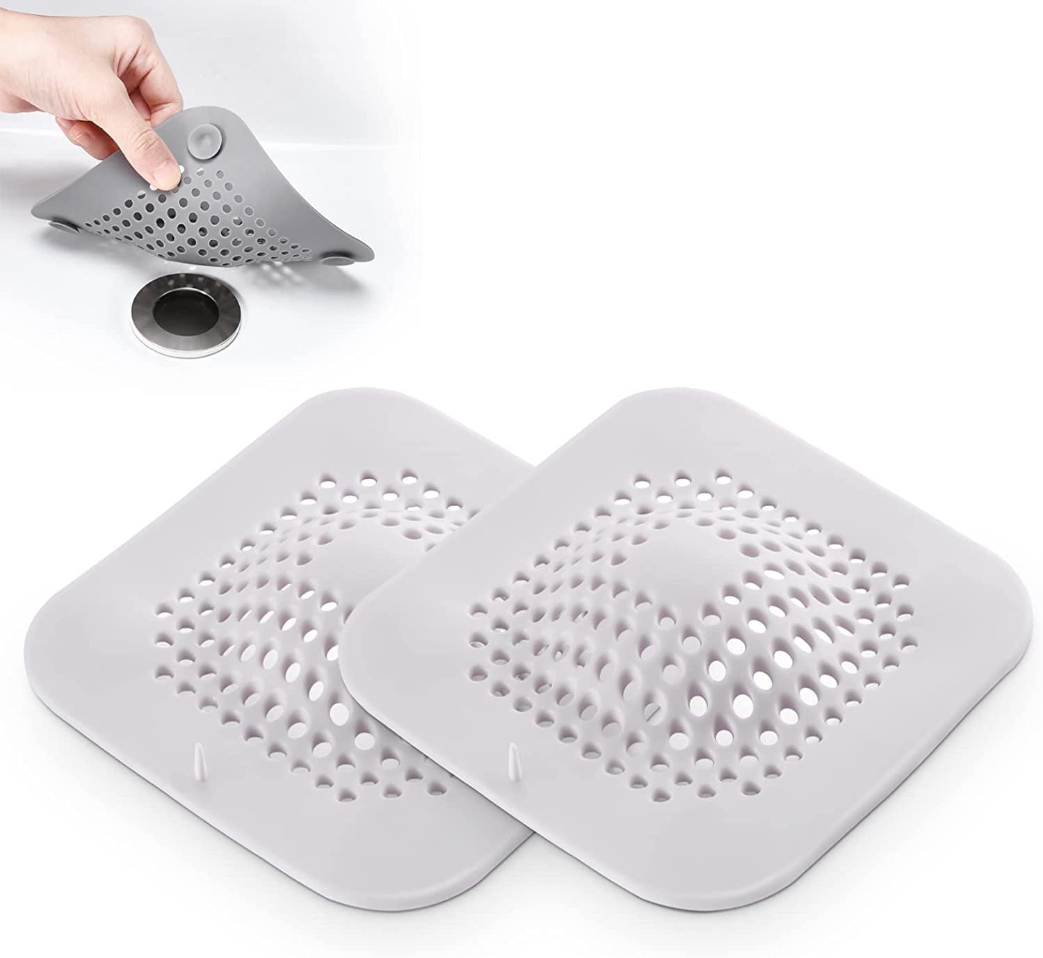 Hair Drain Catcher,Convex Square Shower Drain Covers with Suction Cup ...