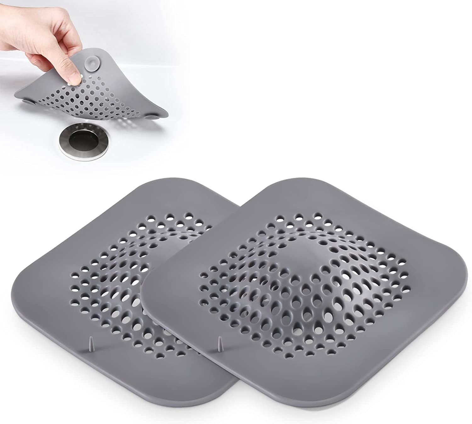 Hair Drain Catcher,Raised Square Shower Drain Covers with Suction Cup ...