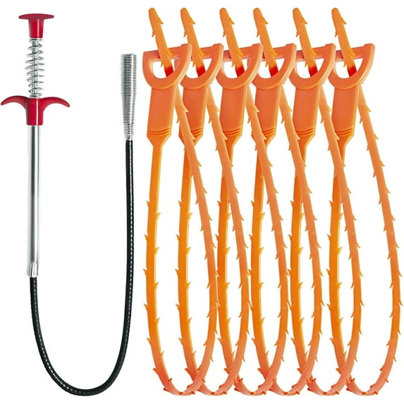 Hair Drain Clog Remover Tool - 6 x 25-Inch Sink Snake + 1 x 24-Inch ...