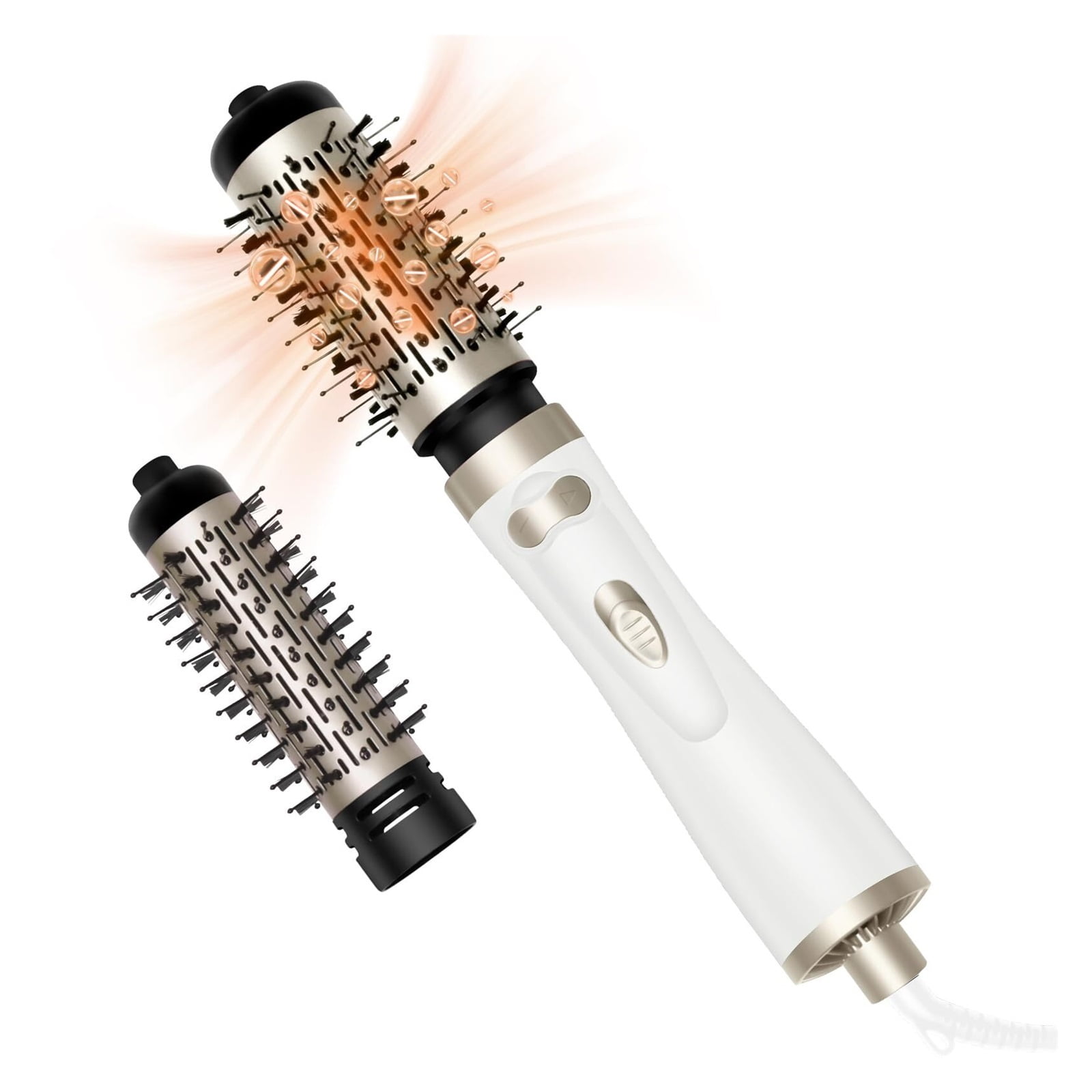 Hair Dryer Brush, 3-in-1 Rotating Round Hot Air Spin Brush Set with 2 ...