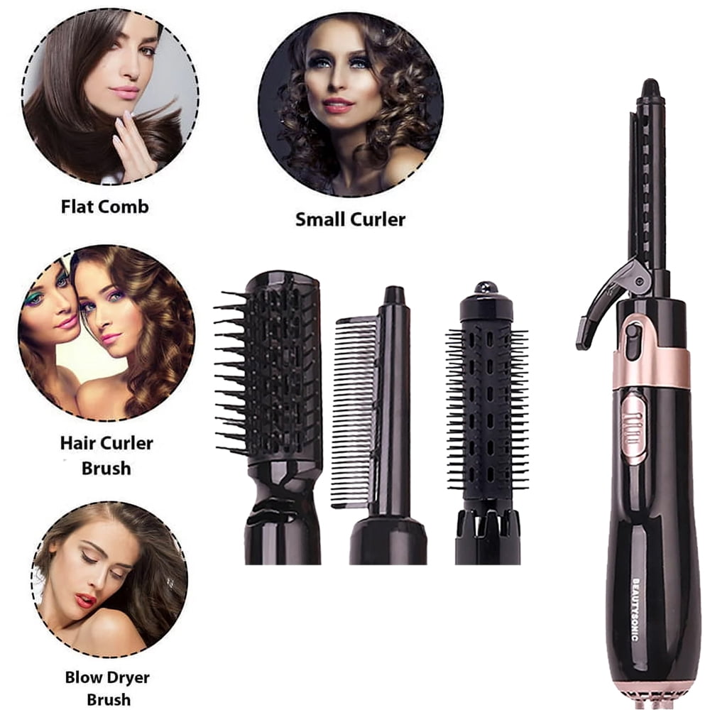 4 In 1 Professional Hair Dryer Brush Set Hot Air Curler And Straightener Negative Ion Travel
