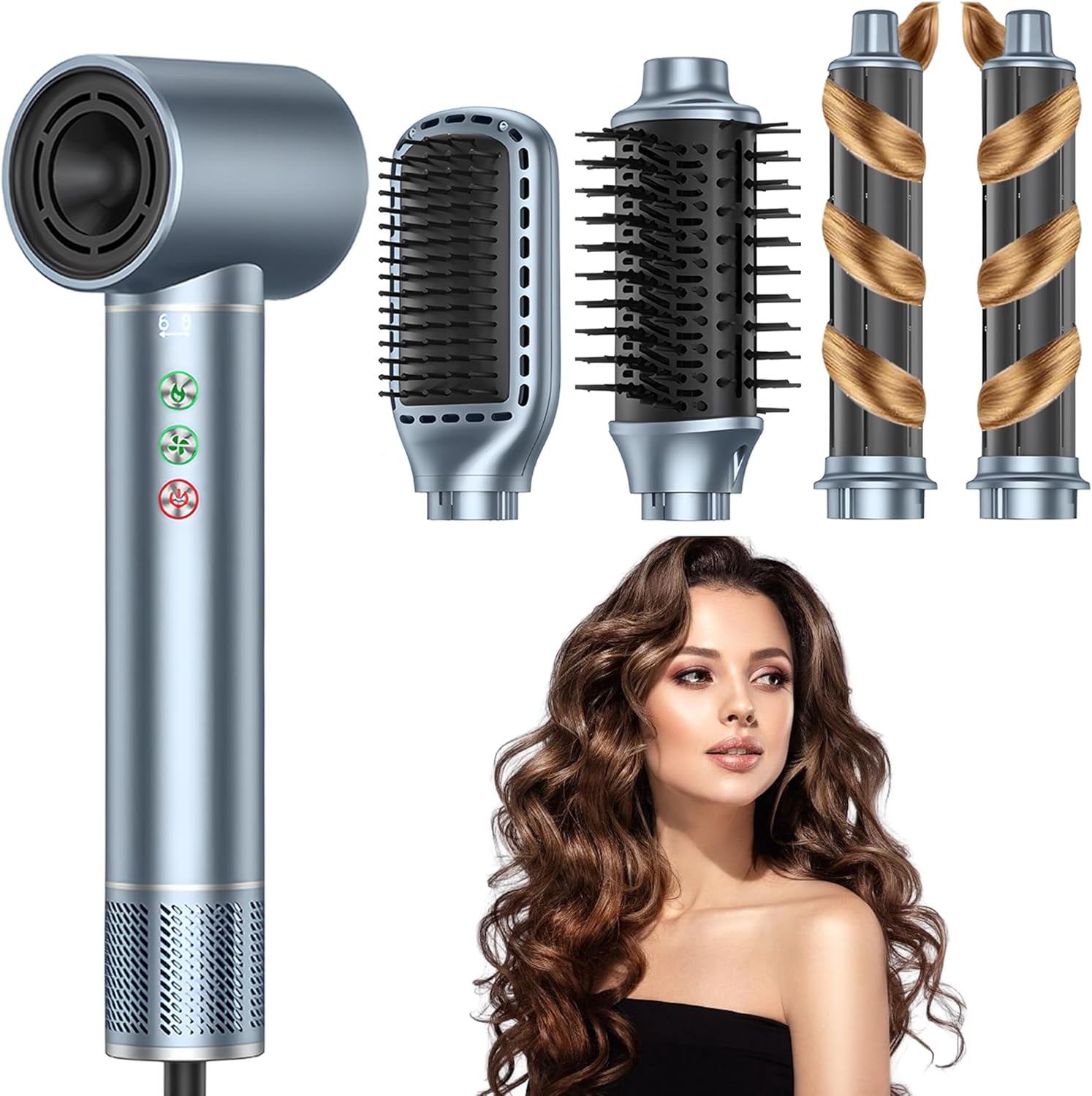 Hair Dryer Brush Blow Dryer 5 in 1 Hair Styler, 110000RPM High-Speed 200 Million Ionic Air ...