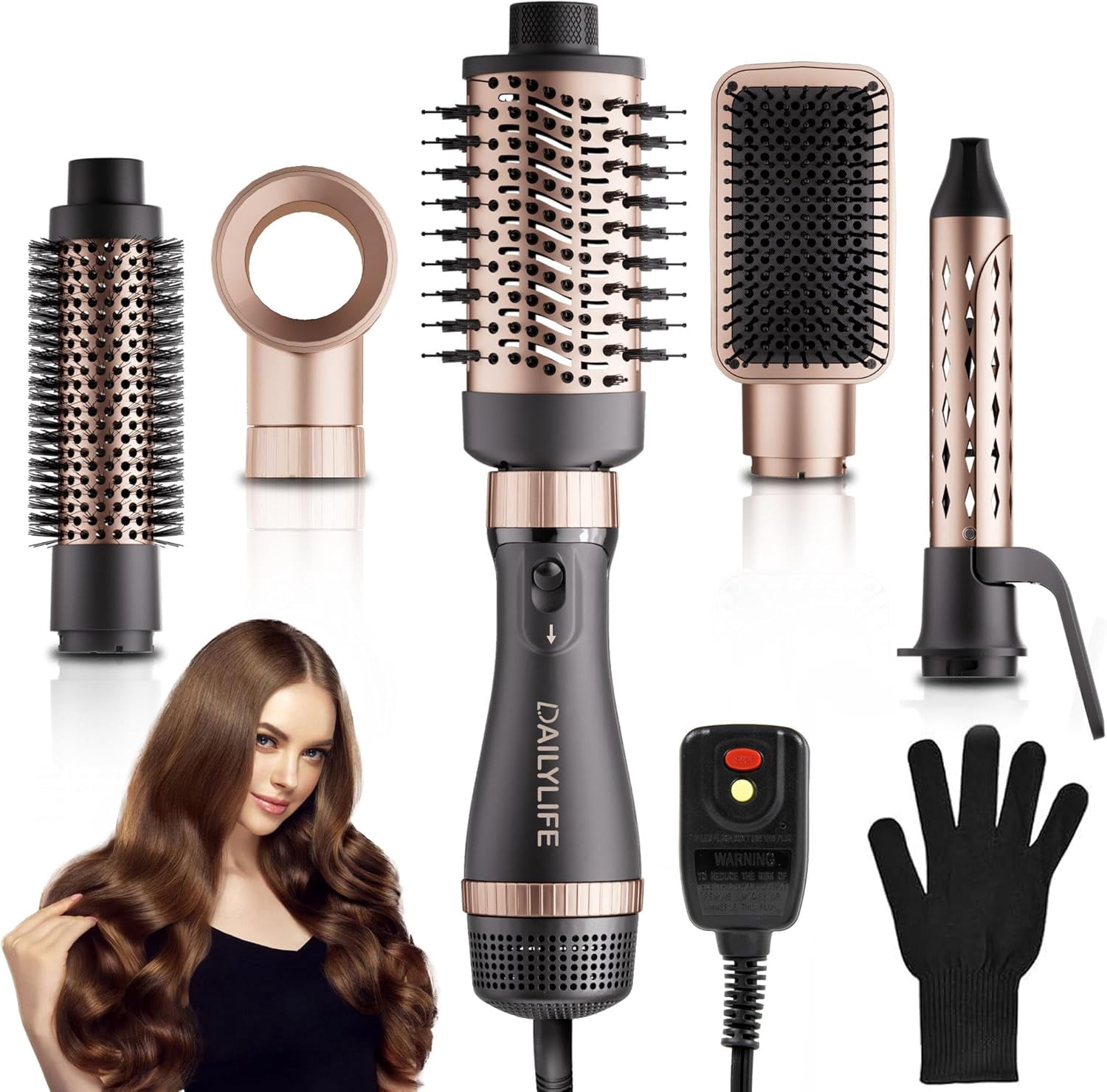 Hair Dryer Brush Set, Blow with 5 Attachments, Multi Styler for Salon ...