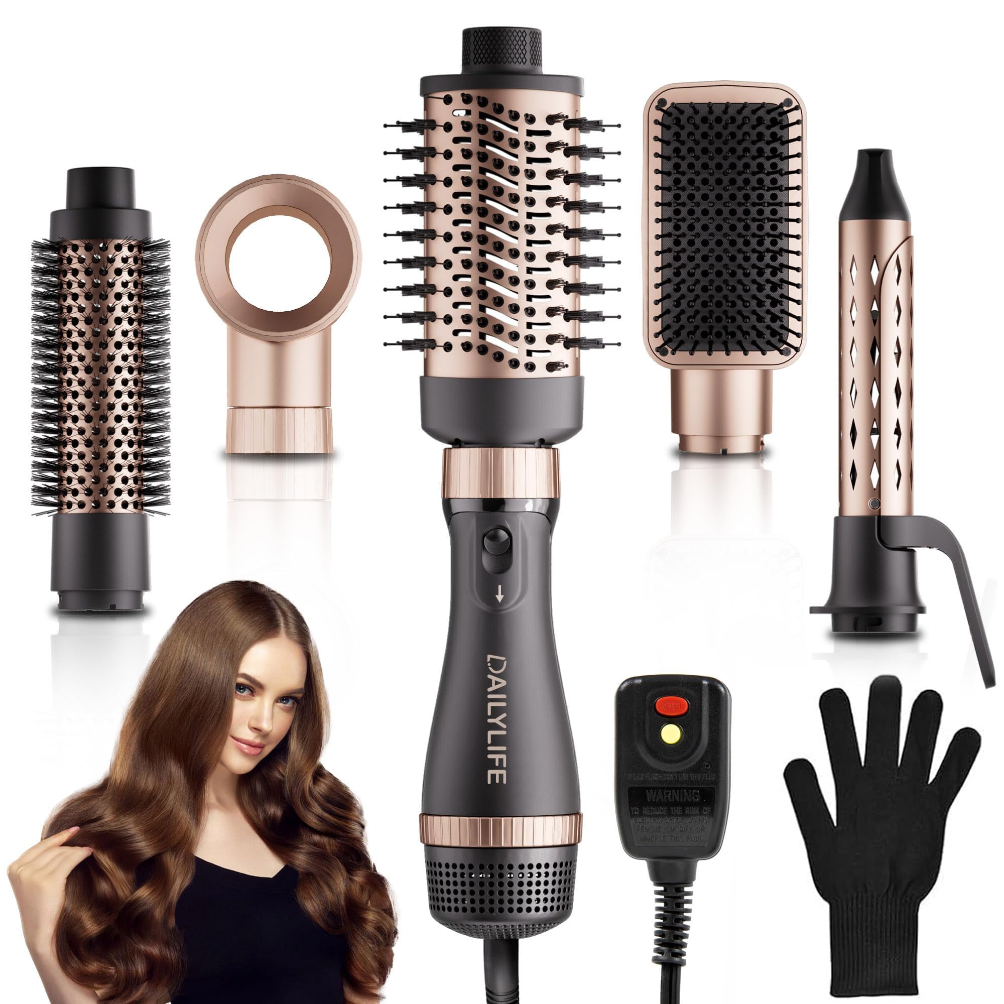 Hair Dryer Brush Set, DAILYLIFE Blow Dryer Brush with 5 Attachments ...