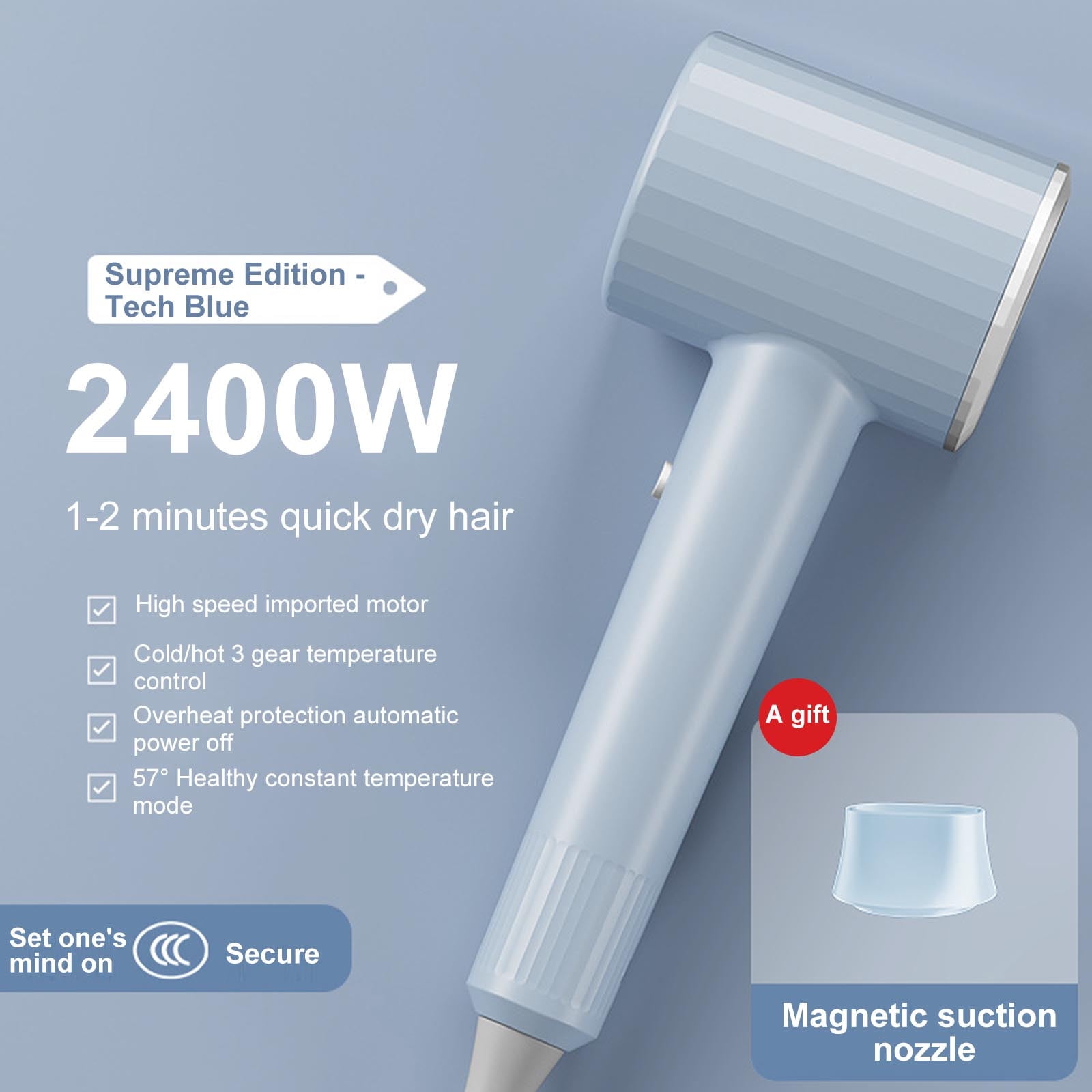 Hair Dryer, CXALSSY 110000RPM Professional Hair Dryers, 1875 Watts ...