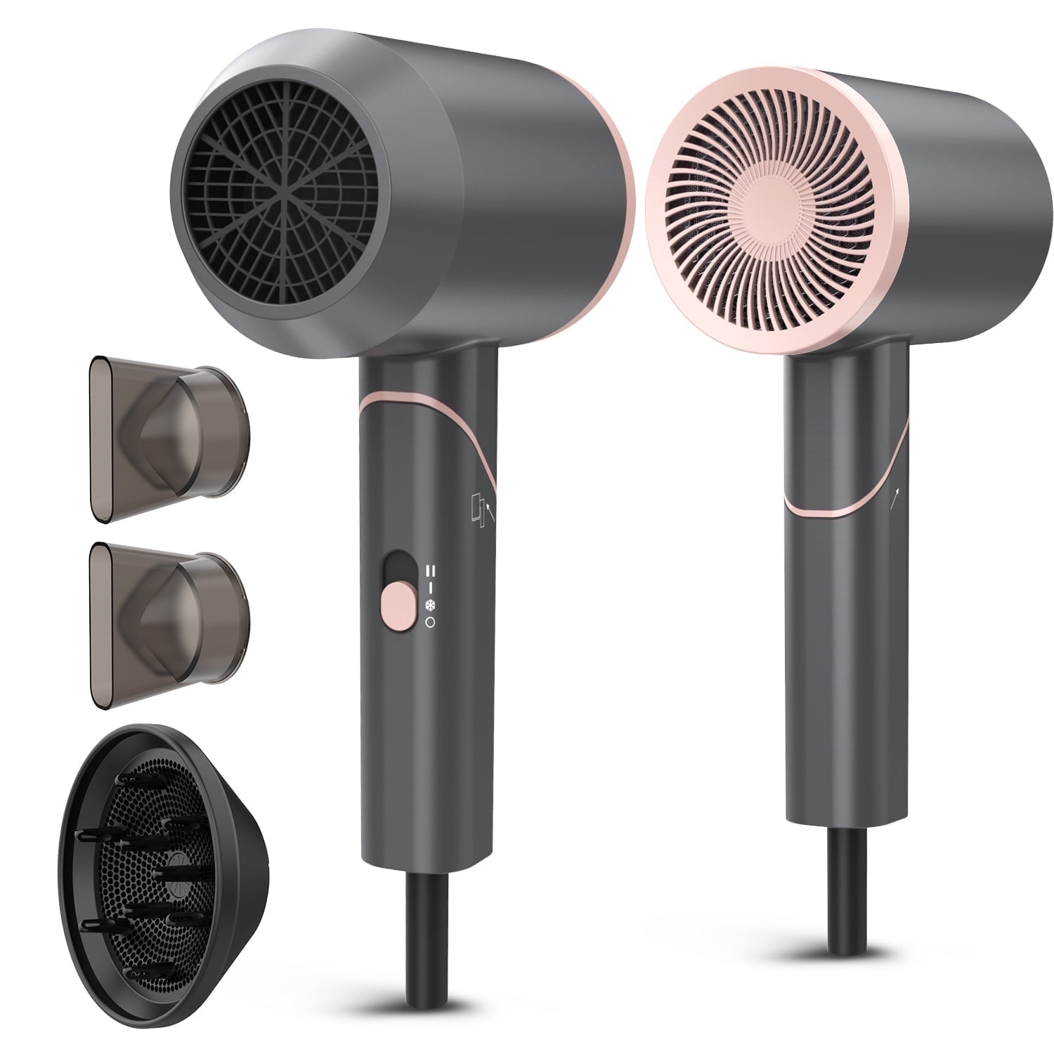 1800W Fast-Drying Ionic Hair Dryer with Diffuser, Foldable Handle ...