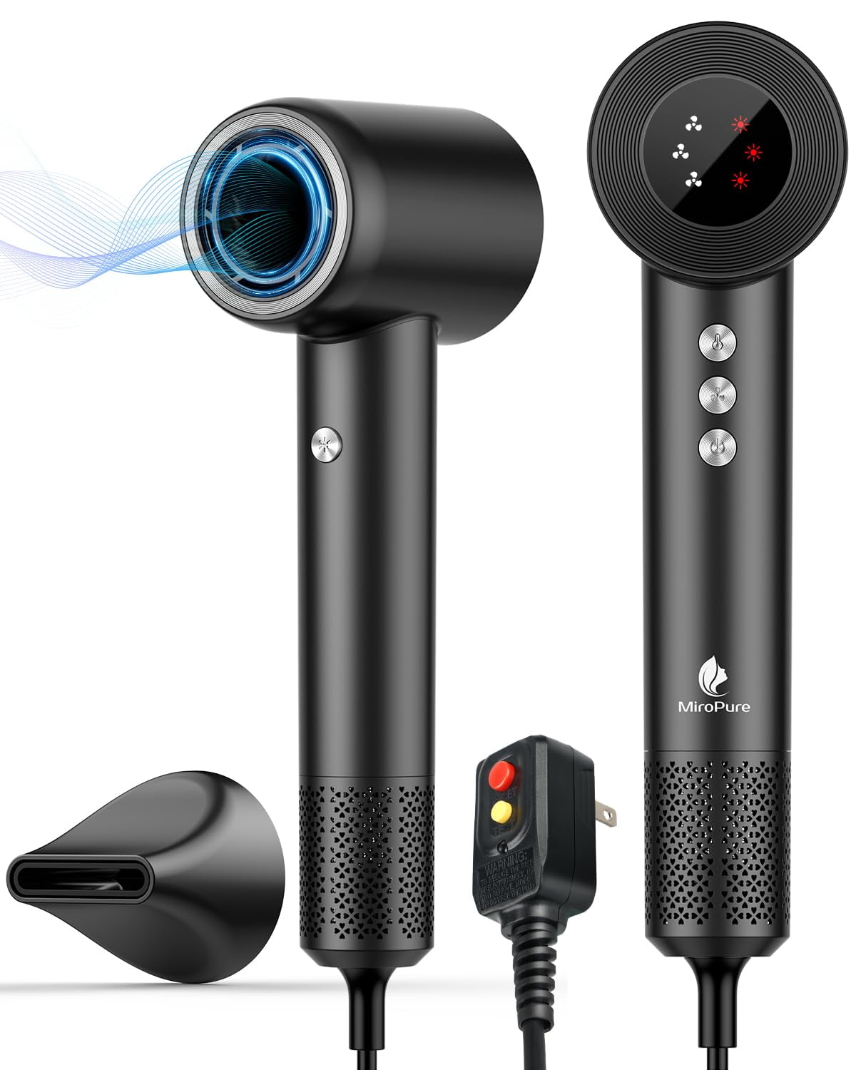 Hair Dryer, High Speed Negative Ionic Blow Dryer with 110, 000 RPM ...