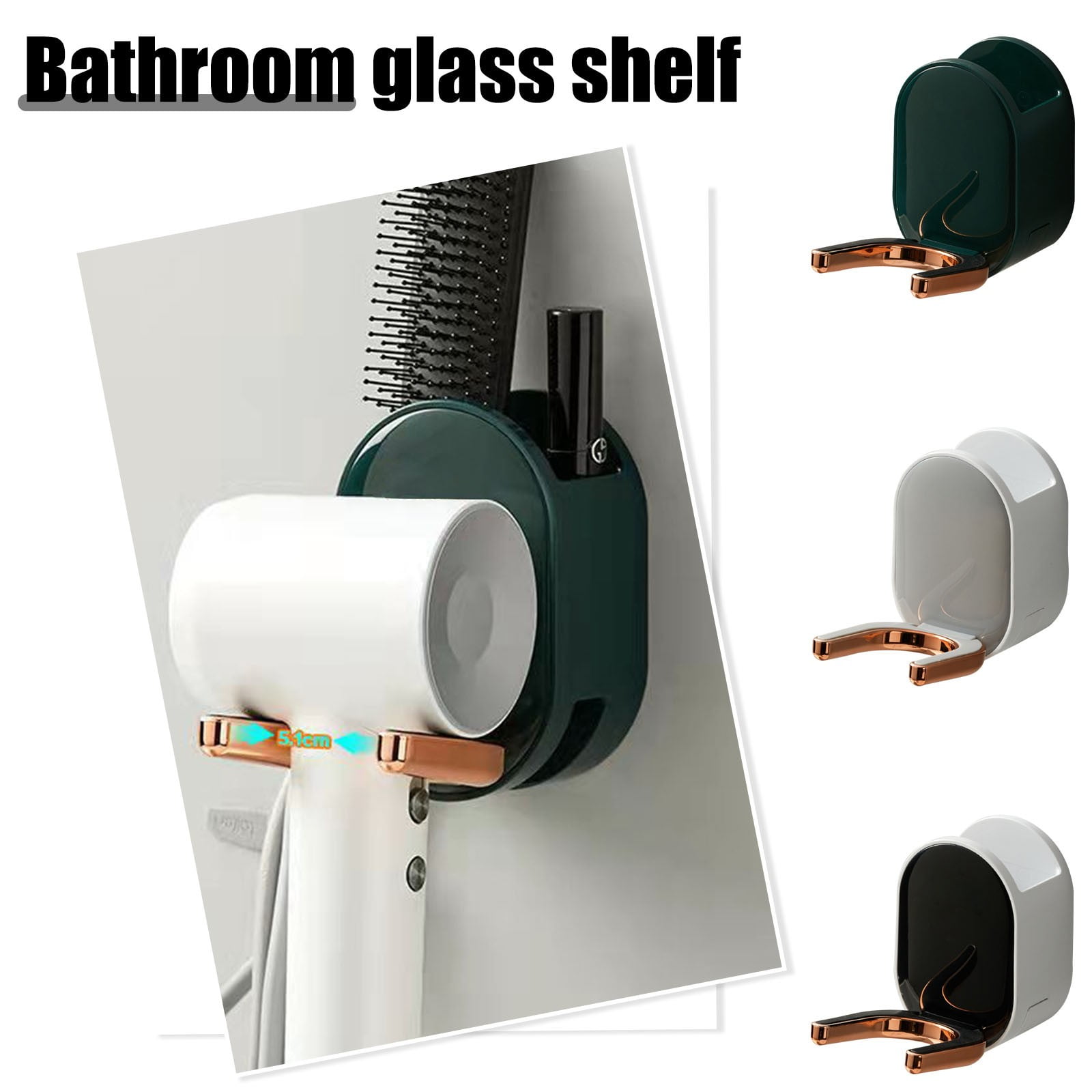 Hair Dryer Holder 2 in 1 Wall Mounted Self Adhesive, Blow Dryer Holder ...