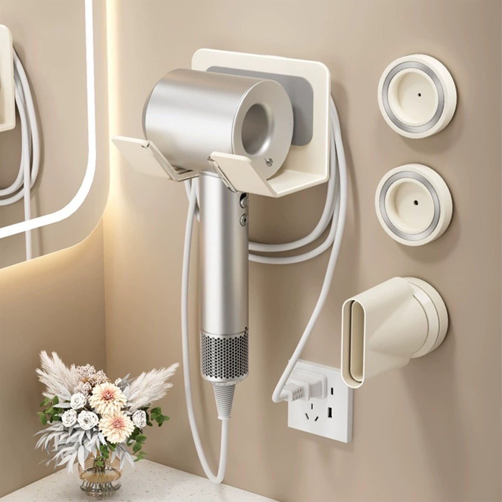 Hair Dryer Holder,Hair Dryer Rack Aluminum Alloy Wall Mounted Holder ...
