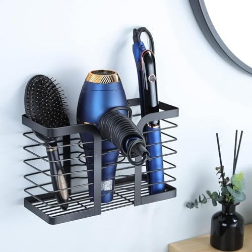 Hair Dryer Holder/Hair Tool Organizer Wall Mount - Metal Wire Bathroom ...