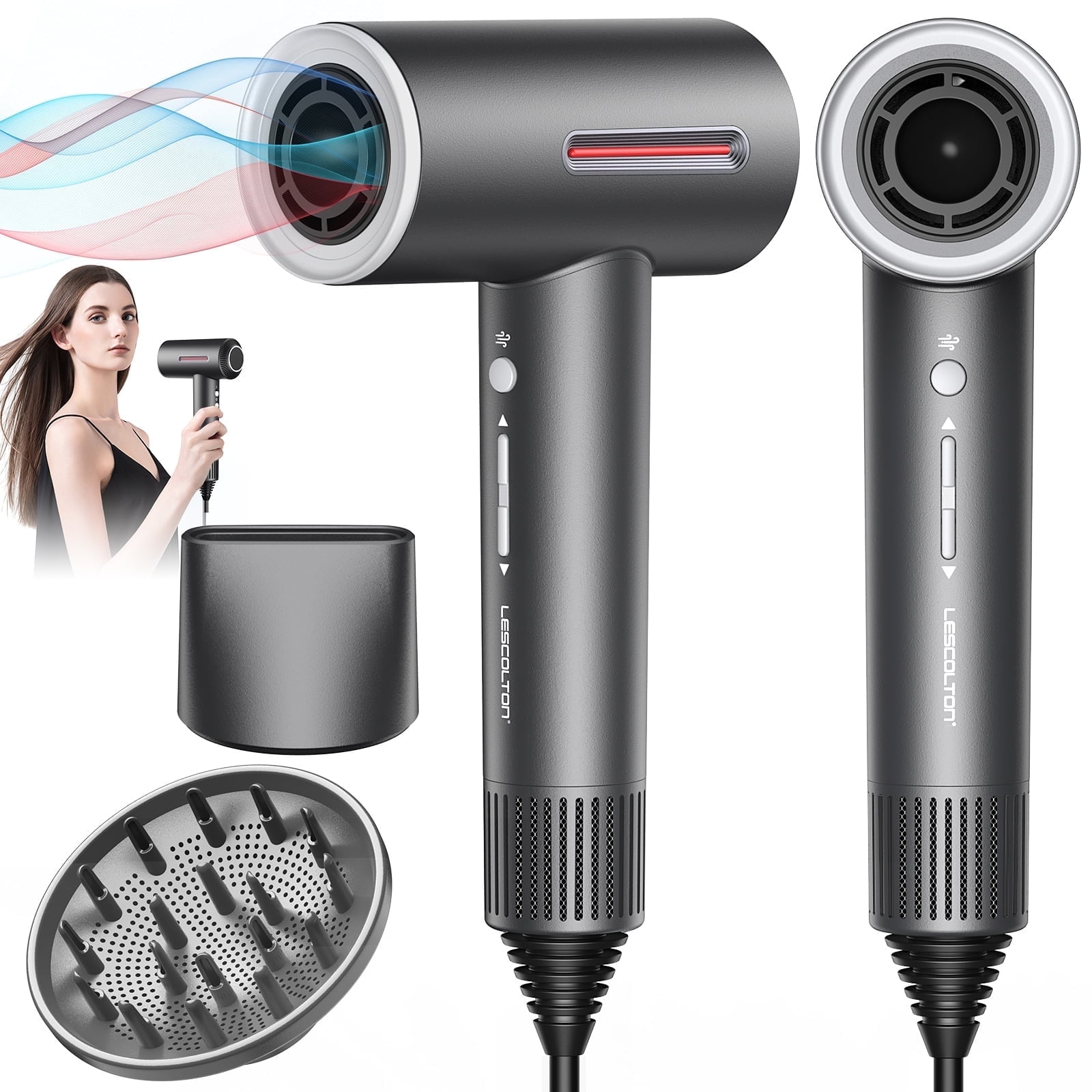 MISDLAR 1 Professional Slim Bonnet Hair Dryer, Ionic, Gray - Walmart.com