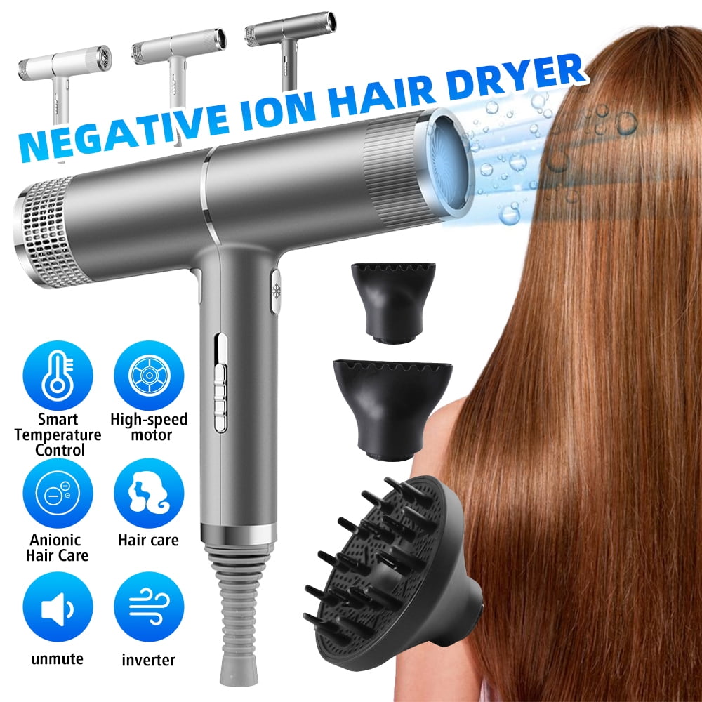 Hair Dryer,Negative Ions Blow Dryer with Nozzles&Diffuser,32000 RPM ...