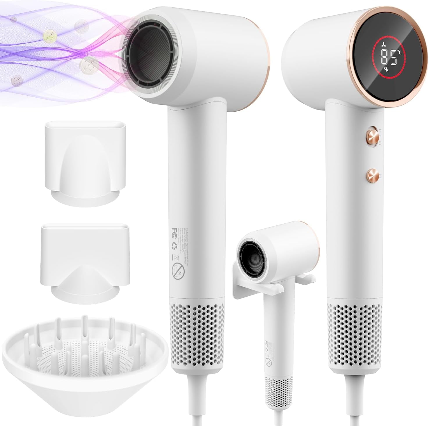 Hair Dryer, Professional Hair Dryer with 110,000 RPM for Fast Drying,1500 W Hair Dryer with 3 ...