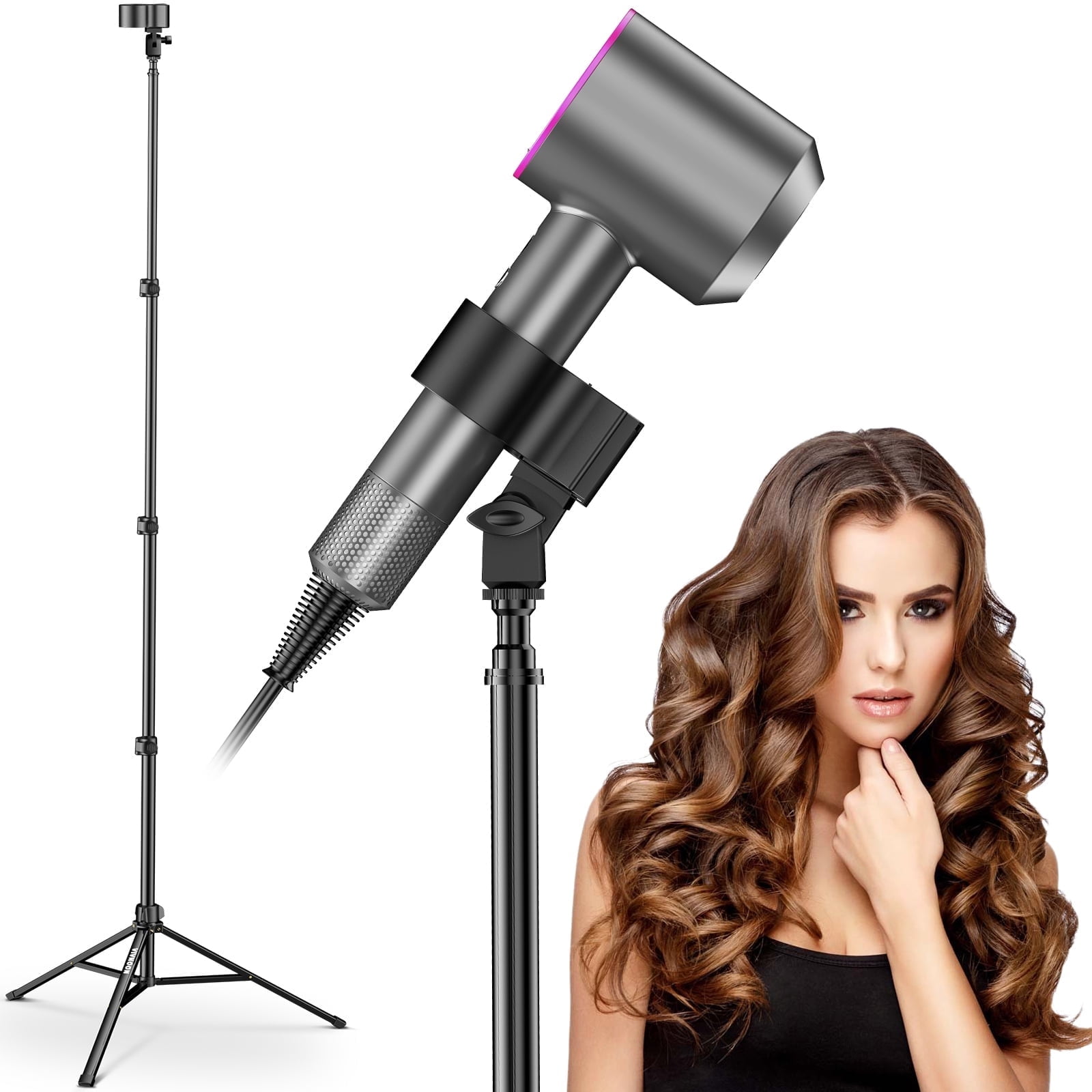Hair Dryer Stand, 1.8M Height Adjustable Blow Dryer Holder, 【Light Weight】【Ultra Stable】Tripod ...