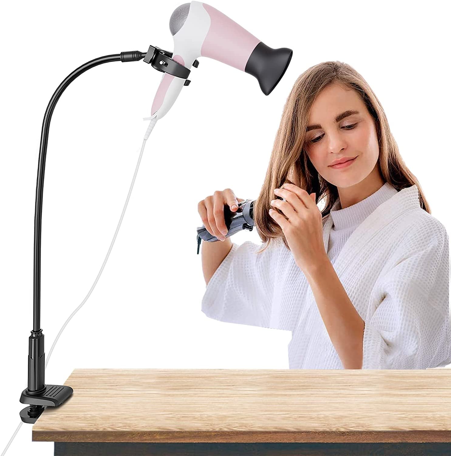 Hair Dryer Stand, 360 Degree Rotating Blow Dryer Holder Hands-Free ...
